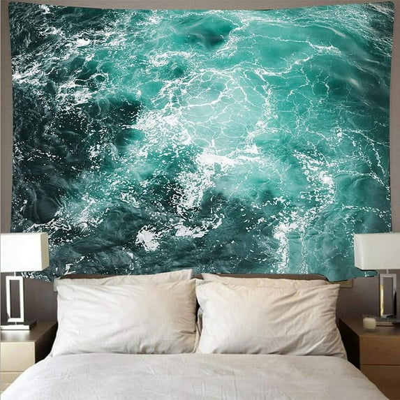 Beautiful Sunset Tapestry The Great Wave Beach Blue Sea Wall Hanging ...