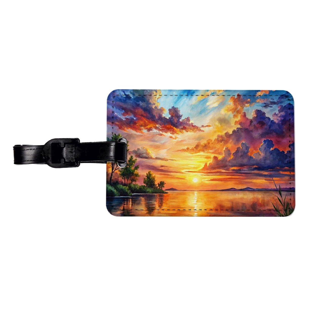 Beautiful Sunset Watercolor Faux Leather Travel Luggage Tag - Walmart.com