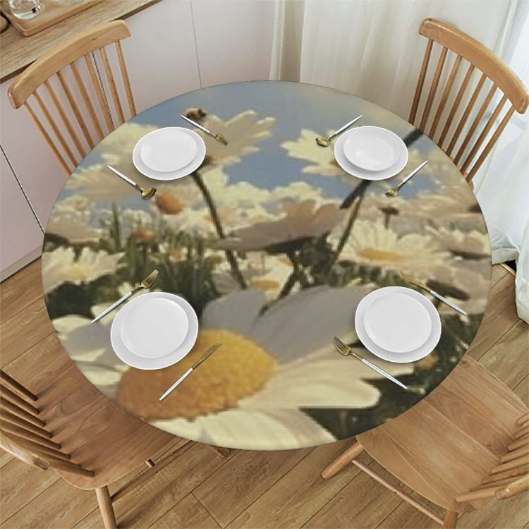 Beautiful Tablecloth Waterproof Wrinkle Resistant Round Table Cover ...