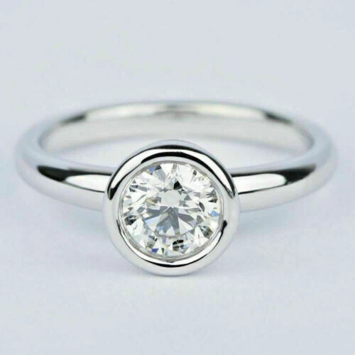 Beautiful Tiny Engagement Ring, Bezel Set Wedding Ring, 1.1 Ct Round ...