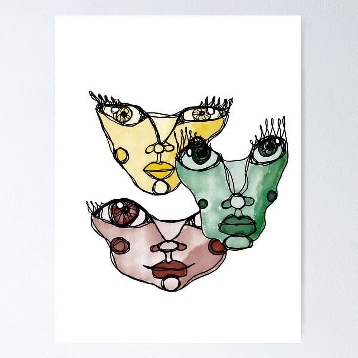 Beautiful Trash Line Art Faces Poster Wall Art, Modern Wall Decor For ...
