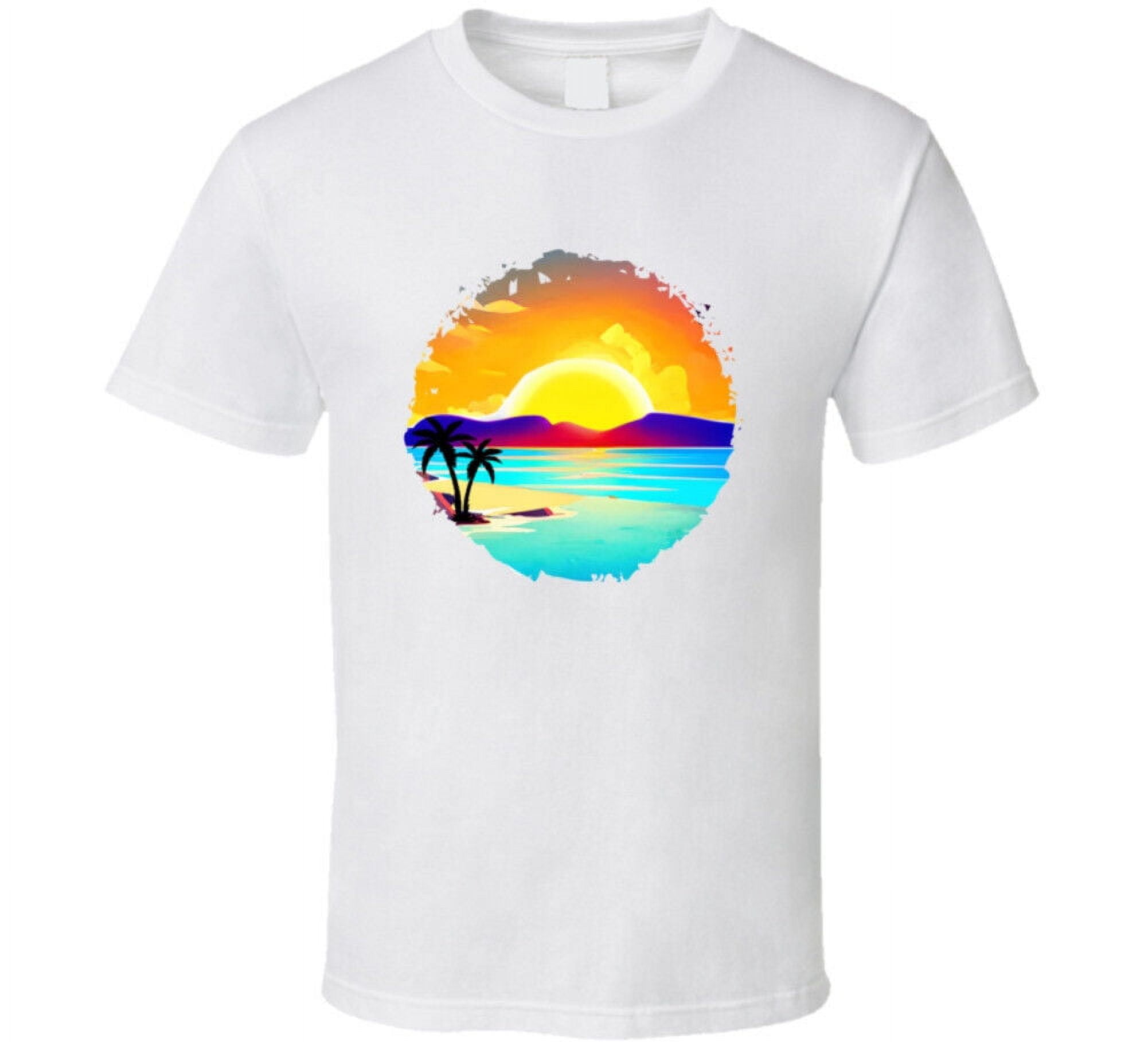 Beautiful Tropical Beach Sunset Tee Unisex Tropical T-Shirt Summertime ...