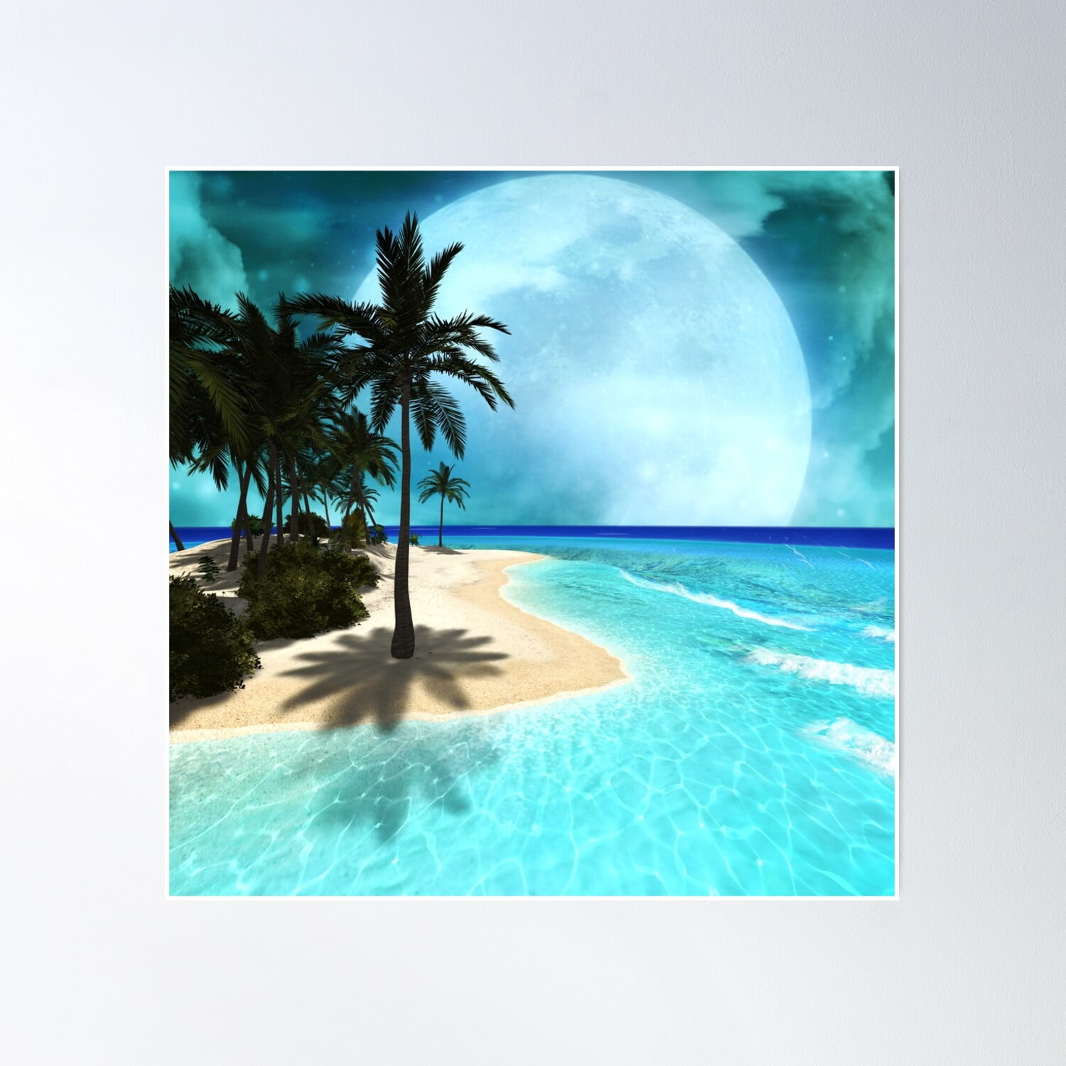 Beautiful Tropical Island Poster Wall Art, Modern Wall Decor, 16x16 ...