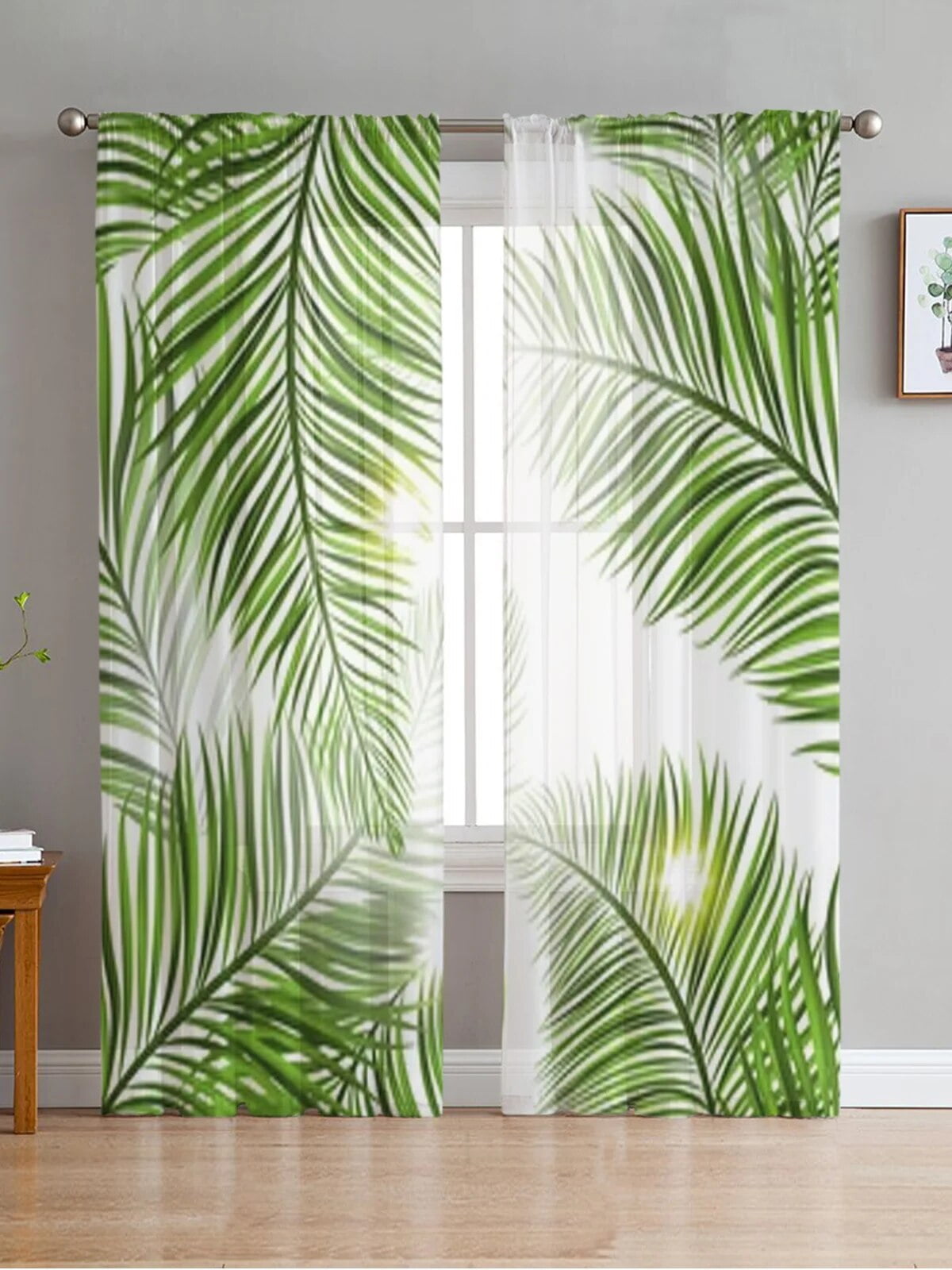 Beautiful Tropical Leaves Pattern Sheer Curtains Bedroom Voile Curtain ...
