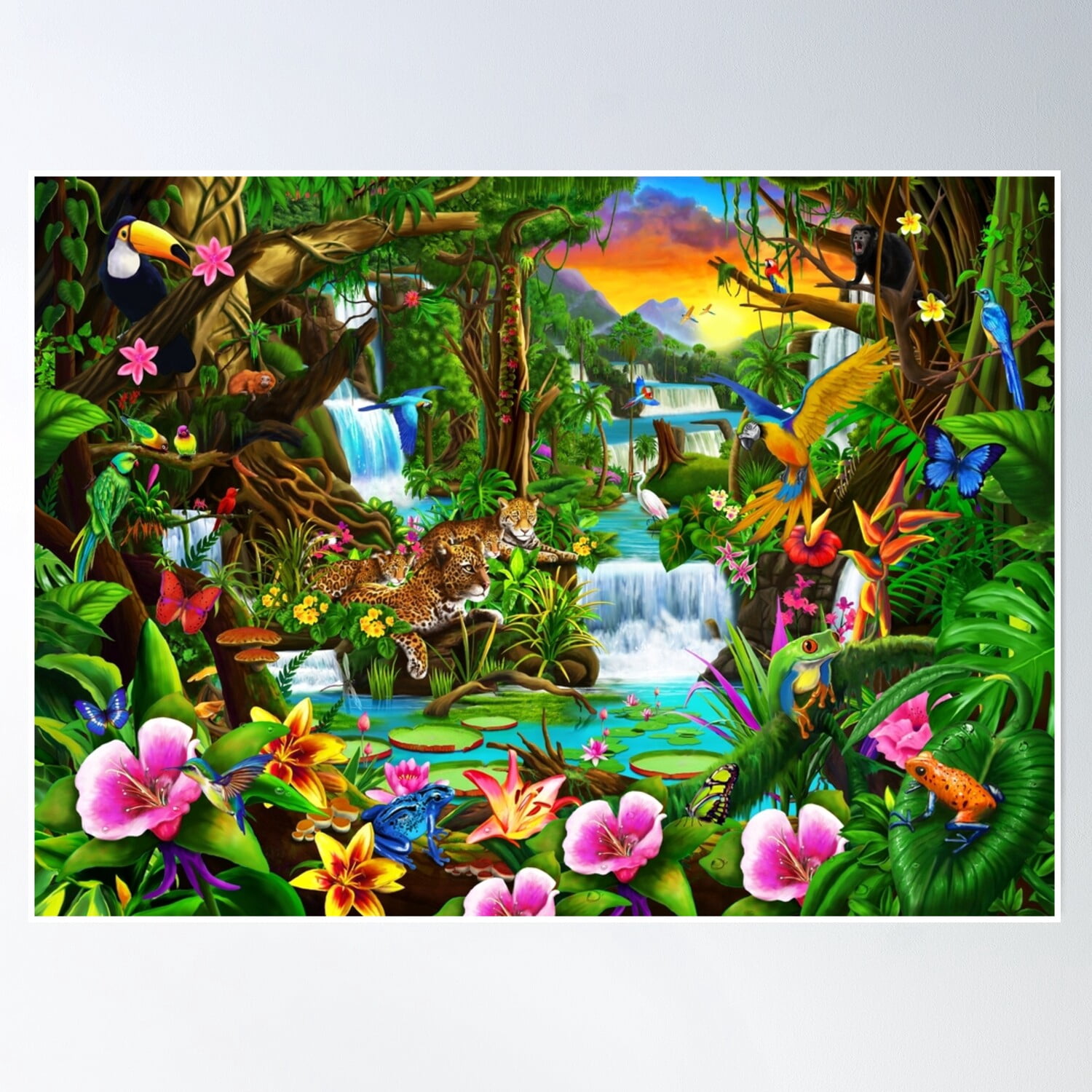 Beautiful Tropical Rainforest Poster Wall Art, Modern Wall Decor, 16x24 ...