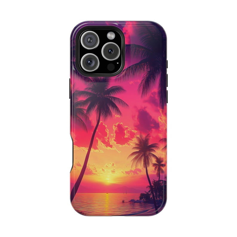 Beautiful Tropical Sunset Pink Beach Ocean Landscape Phone Case with ...