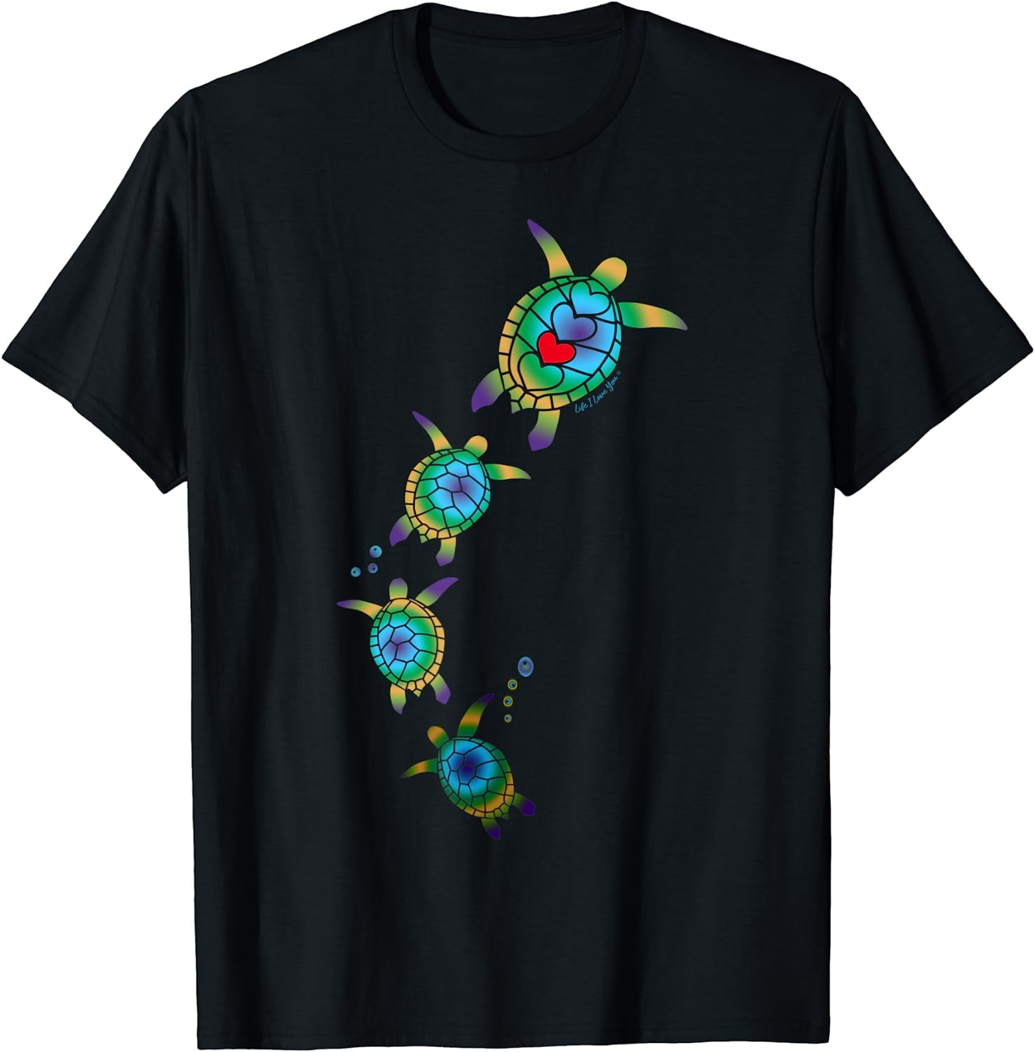 Beautiful Tropical Swimming Sea Turtles T-Shirt Black Large - Walmart.com