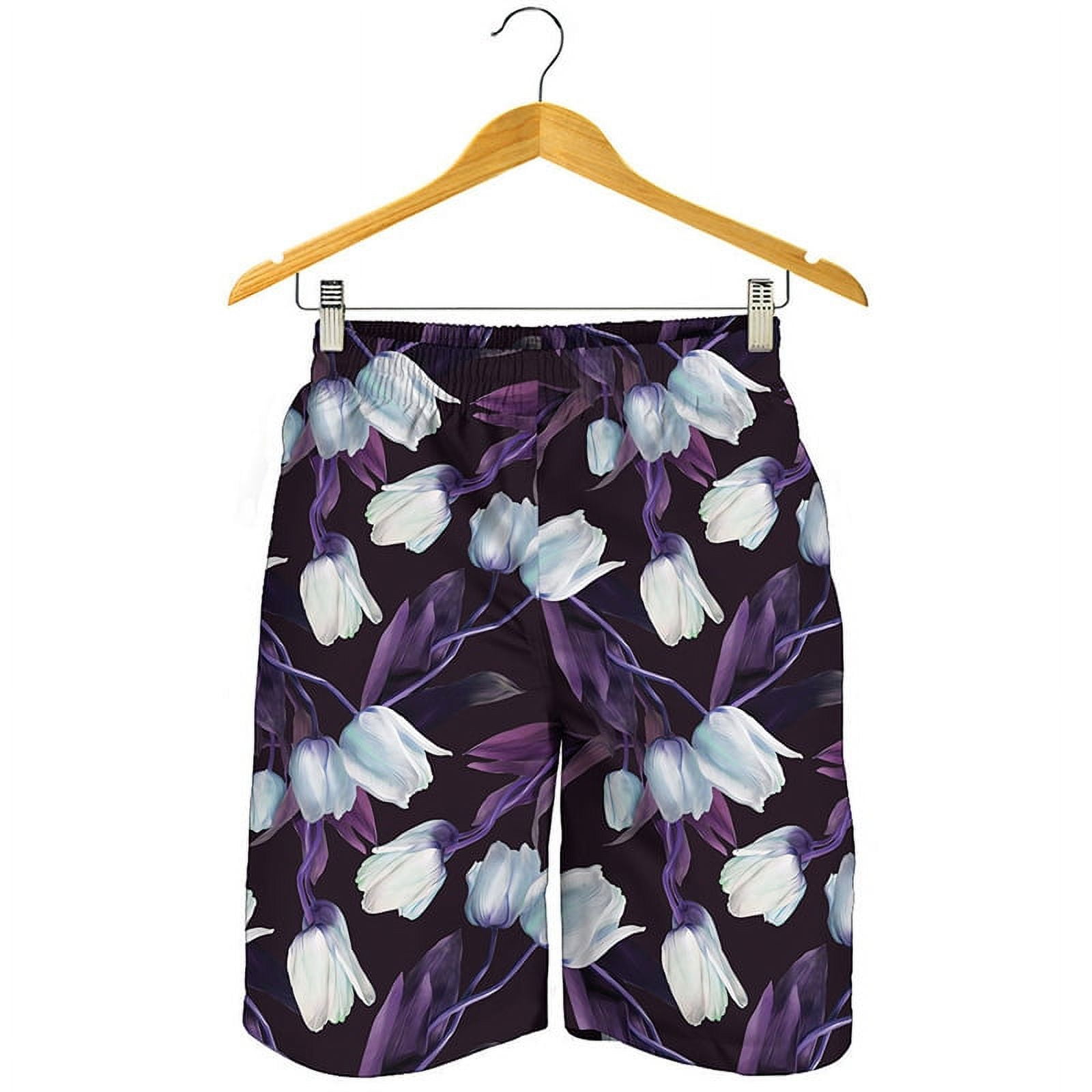 Beautiful Tulip Floral Beach Shorts For Men 3D Printed Plants Flower ...