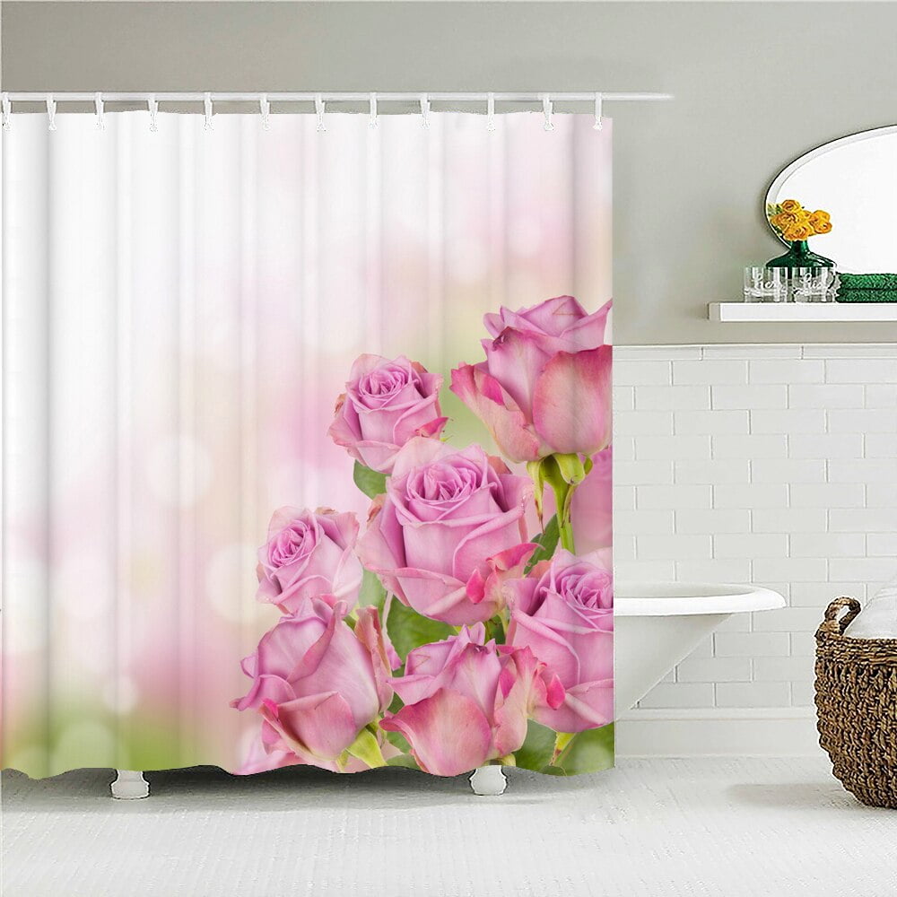 Beautiful Tulip Rose Flowers Shower Curtain Bathroom Curtains Nature Flower Waterproof Polyeste ...