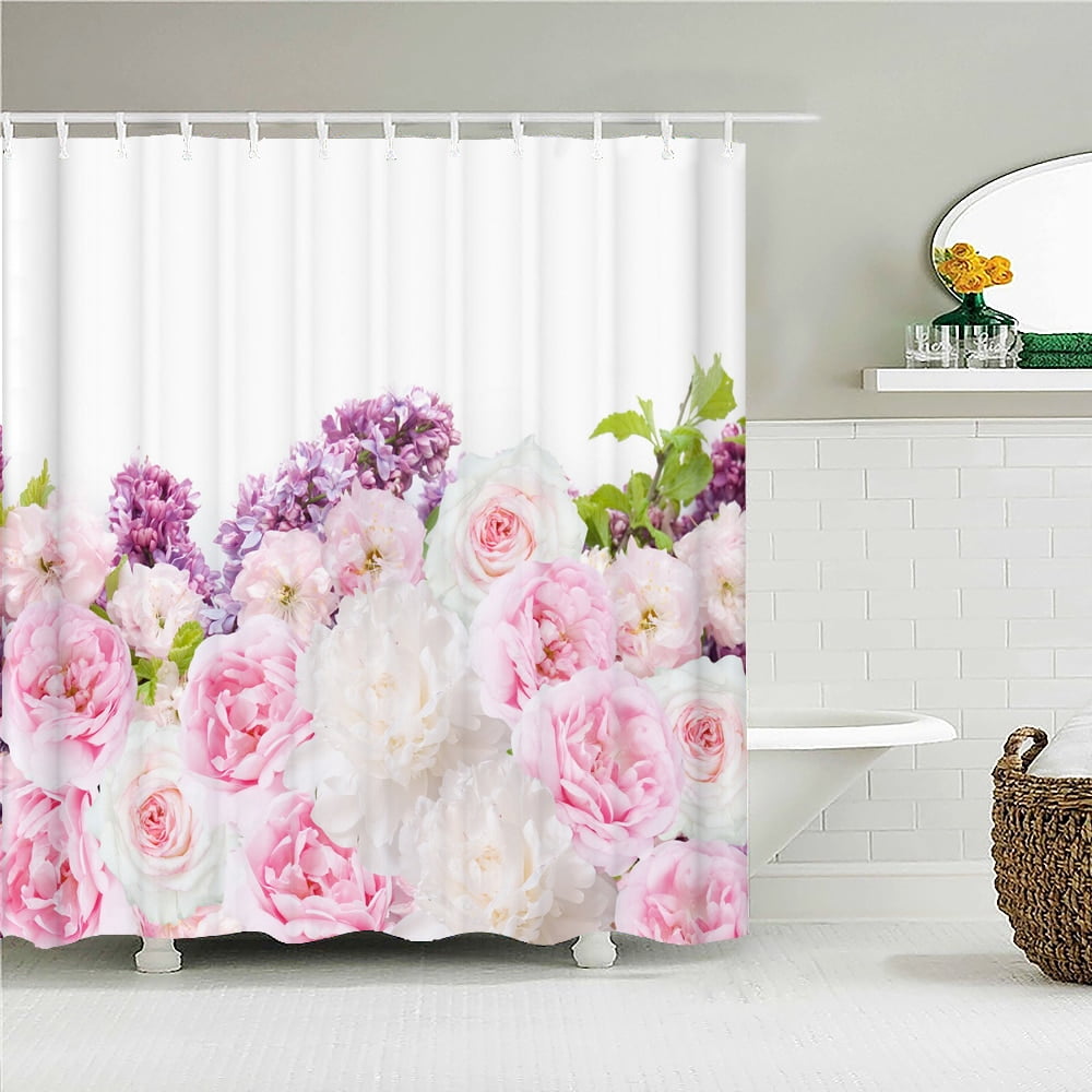 Beautiful Tulip Rose Flowers Shower Curtain Bathroom Curtains Nature Flower Waterproof Polyeste ...