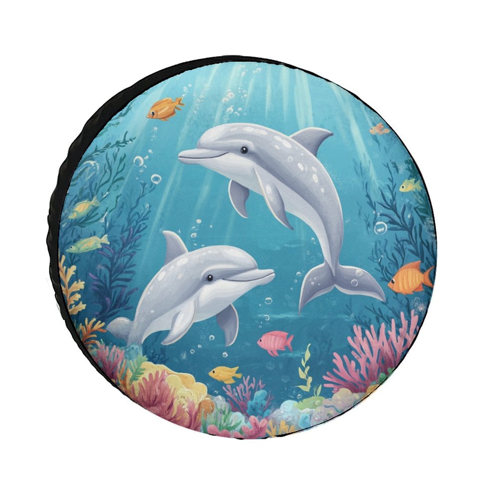 Beautiful Underwater World Two Dolphins Spare Tire Cover Underwater ...