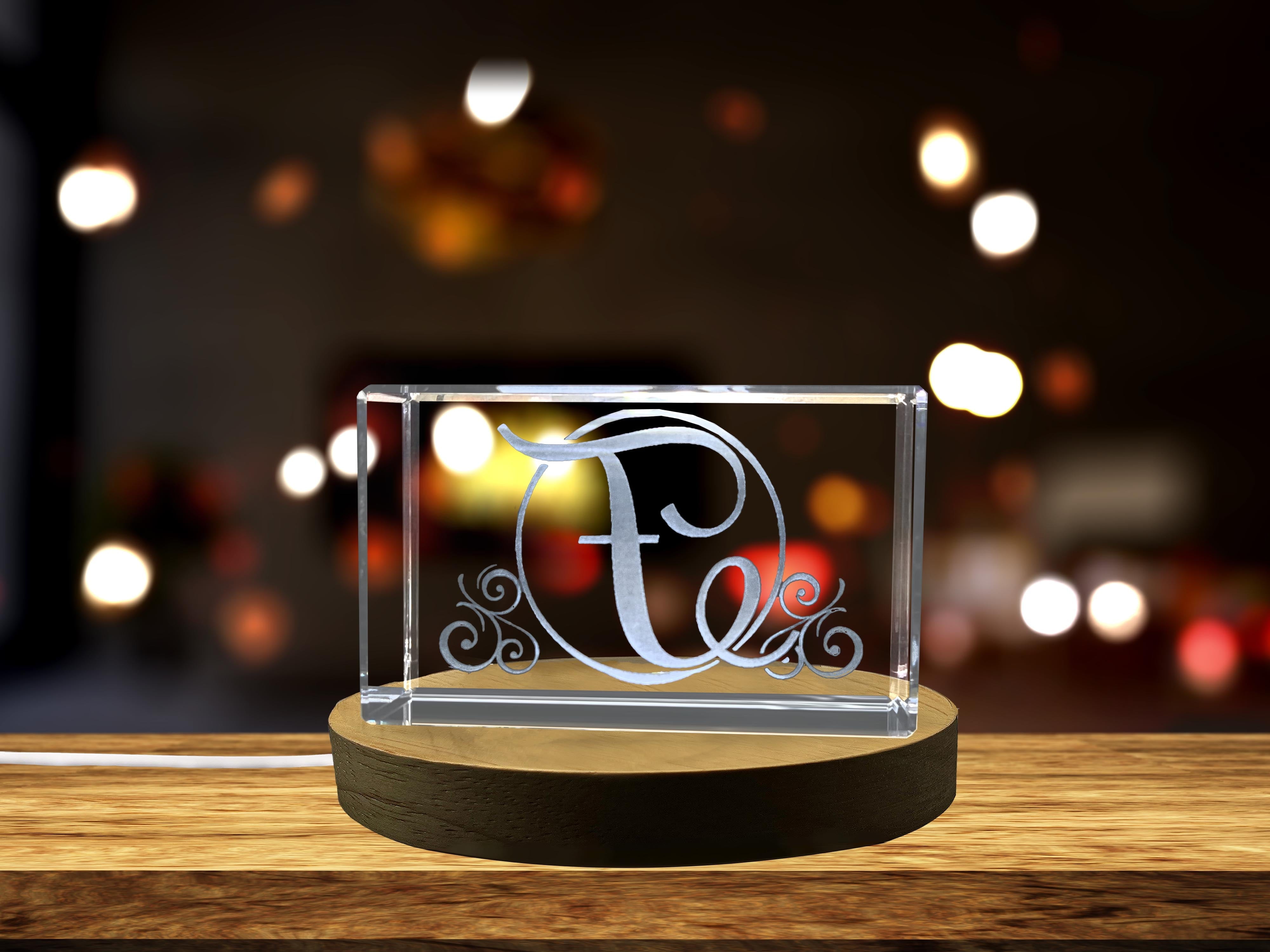 Beautiful & Unique Alphabet F Letter Crystal Engraved Gift for Anyone ...