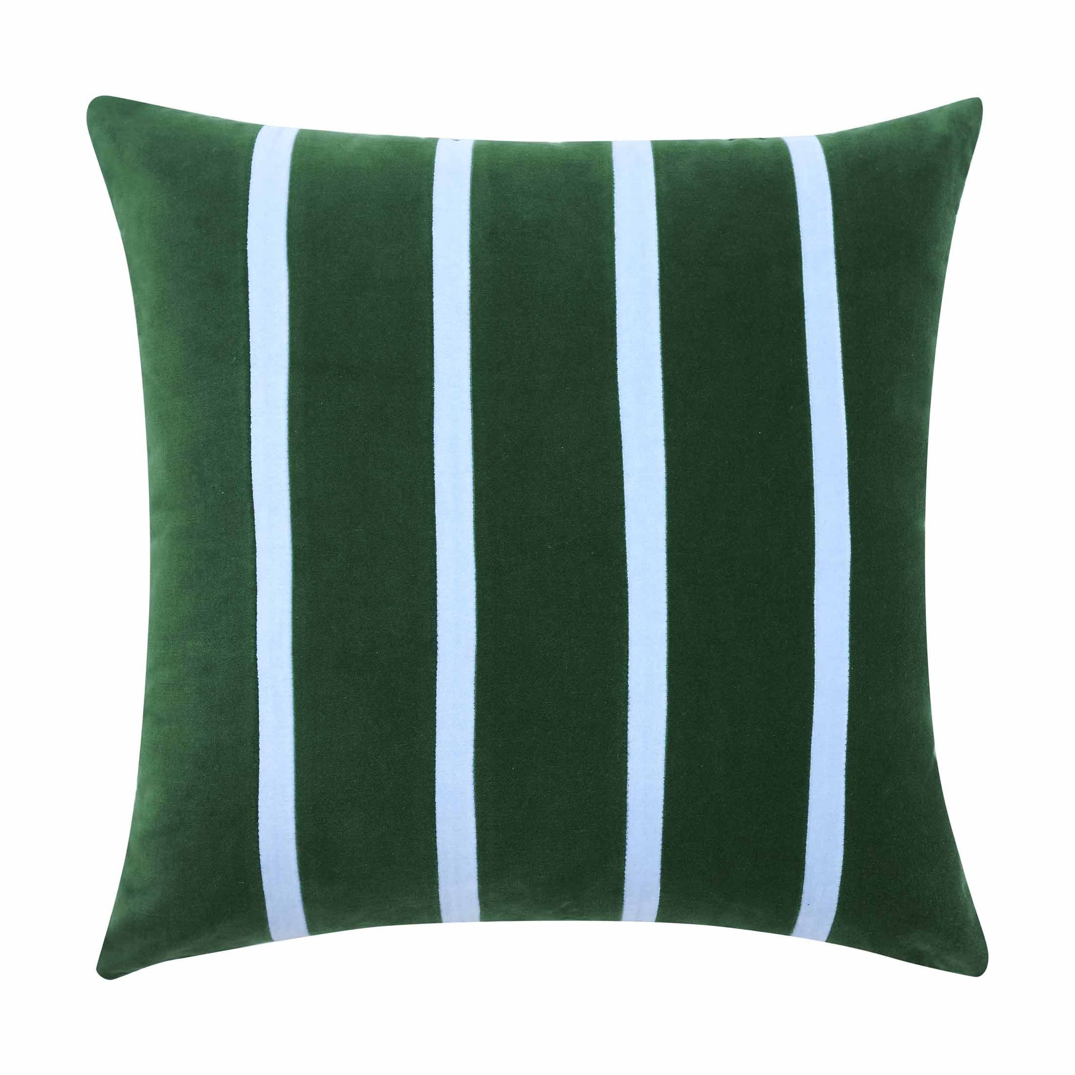 Beautiful 20" x 20" Thyme Green Stripe Velvet Decorative Pillow by Drew ...