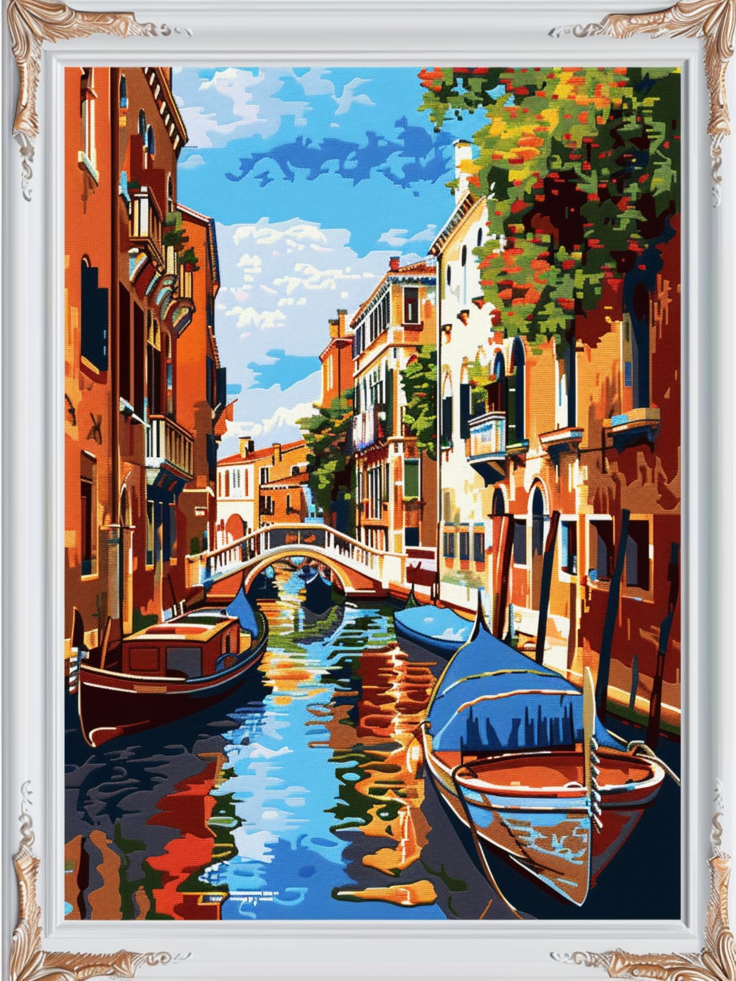 Beautiful Venice Street Boats Canals Scene DIY 11CT Stamped Cross ...
