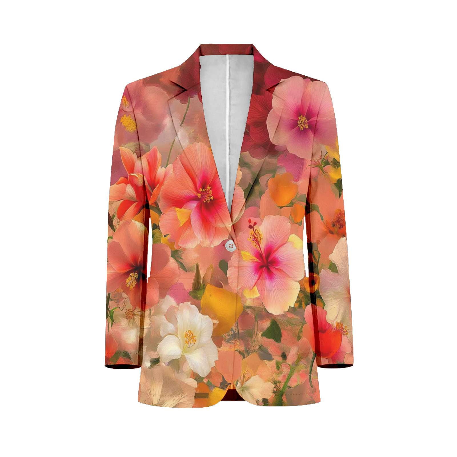 Beautiful Vibrant Hibiscus Flowers Bloom Men Blazers Slim Clothing Summer Jacket Man Oversize ...