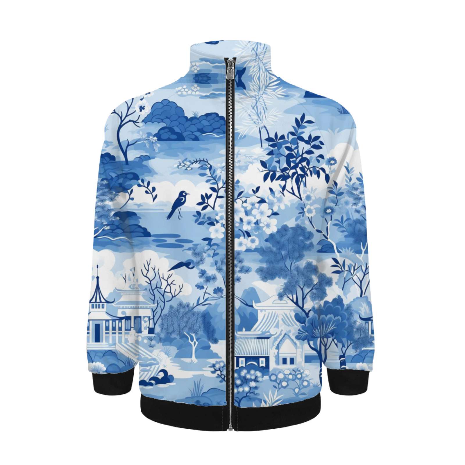 Beautiful Vintage Blue Chinoiserie Toile Bird Jacket Men's Street Cool ...