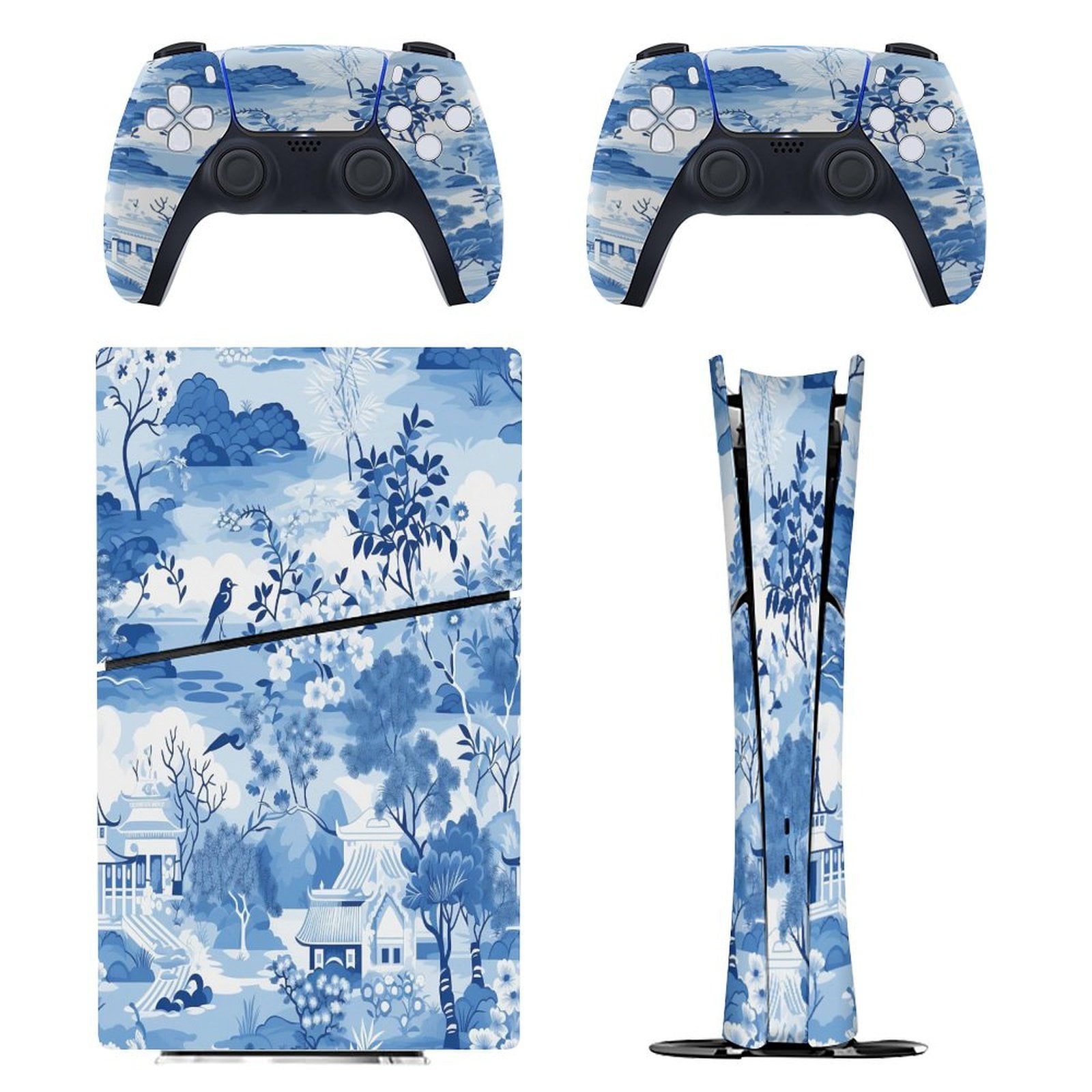 Beautiful Vintage Blue Chinoiserie Toile Bird PS5/PS5 Slim Digital Disc ...