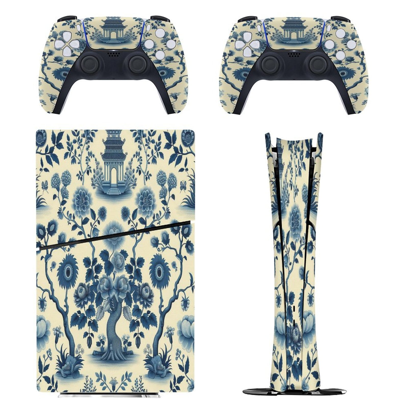 Beautiful Vintage Blue Chinoiserie Toile PS5/PS5 Slim Digital Disc Skin ...