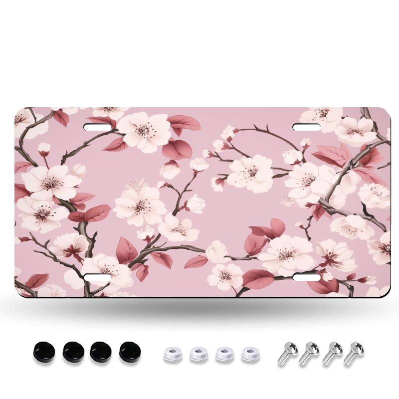 Beautiful Vintage Cherry Blossom Pattern on Pink Background Front ...