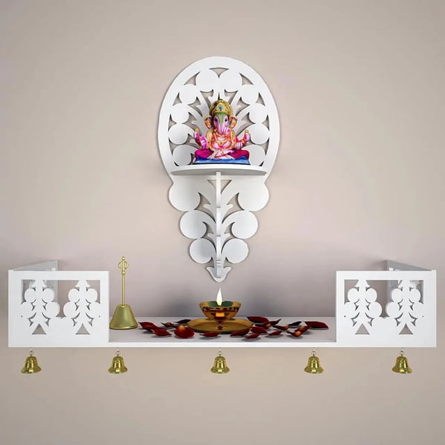 Beautiful Wall Hanging Wooden Temple/ Pooja Mandir Design with Shelf ...