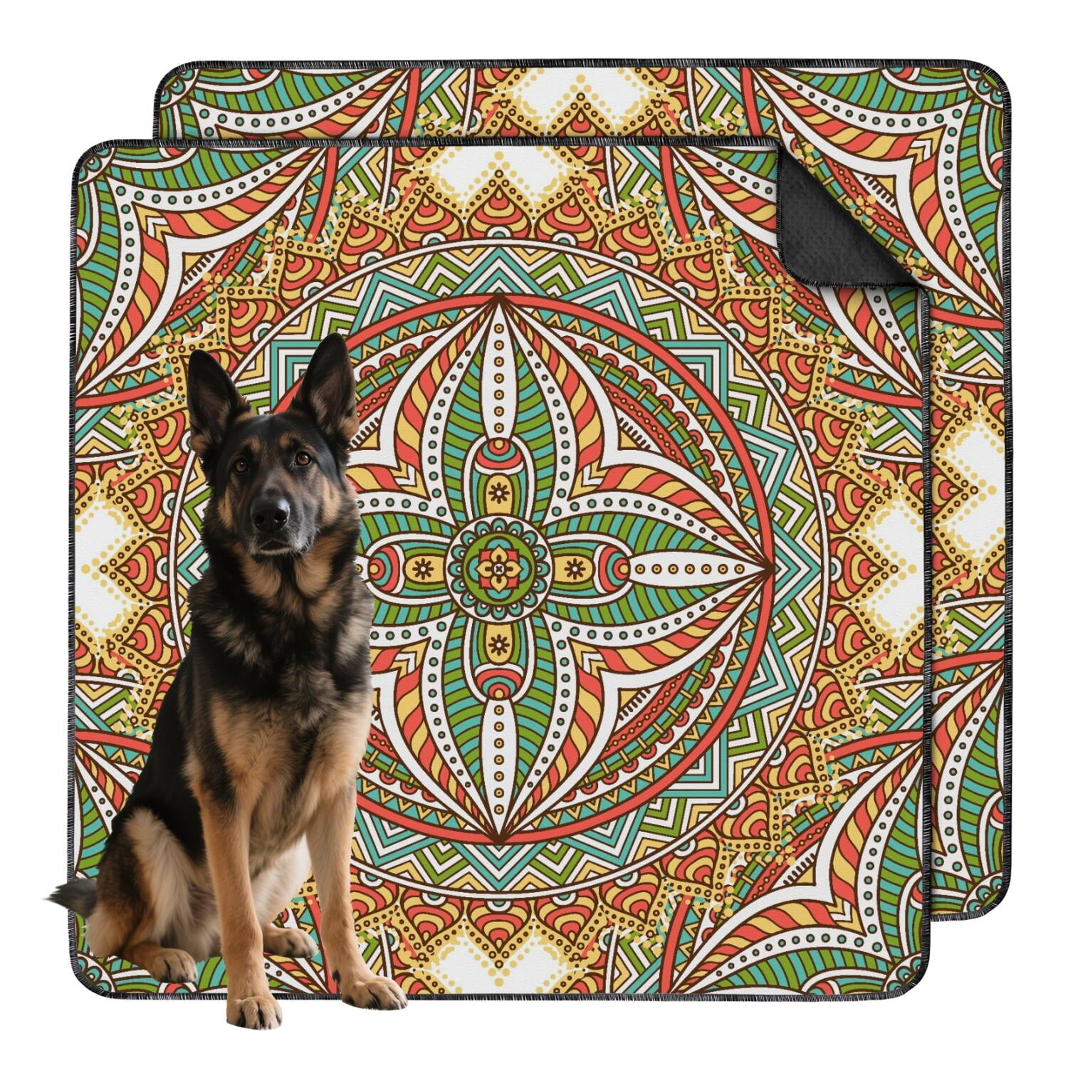 Beautiful Washable Pee Pads for Dogs, 48" x48" Mandala Art, Durable ...