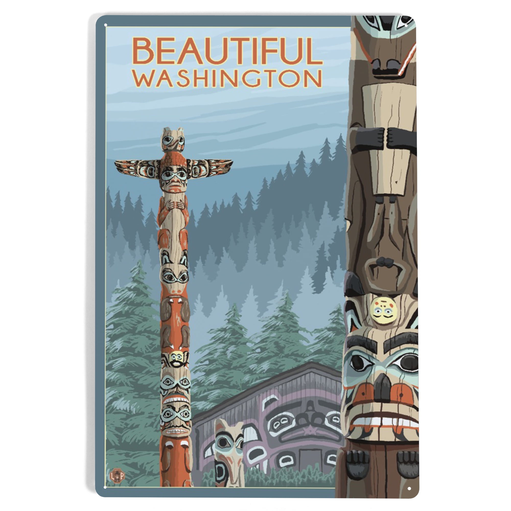 Beautiful Washington, Totem Poles (12x18 Aluminum Art, Indoor Outdoor ...