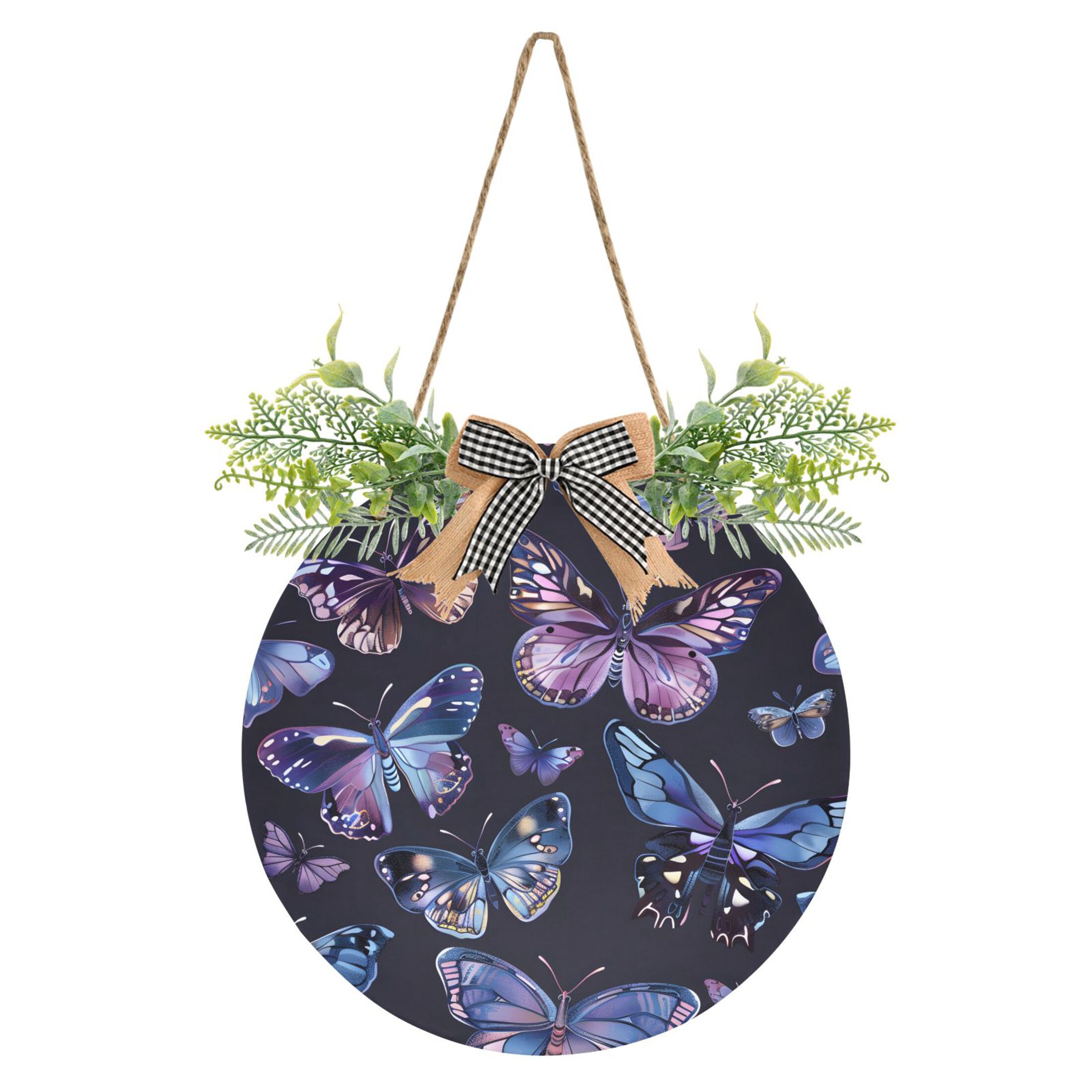 Beautiful Watercolor Butterflies Welcome Front Door Sign Round 12 inch ...