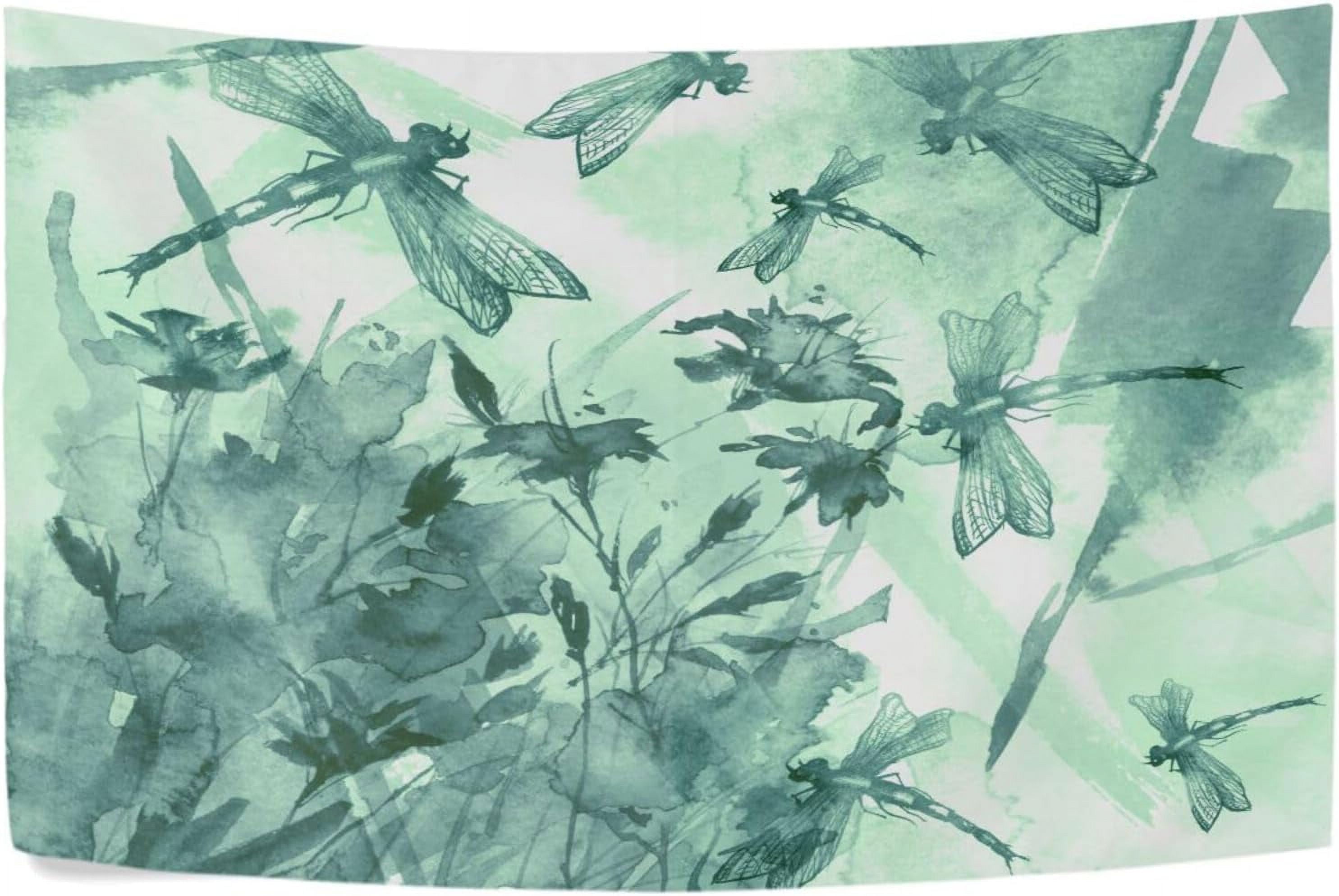 Beautiful Watercolor Dragonfly Tapestry Aesthetic Tapestry Wall Hanging ...