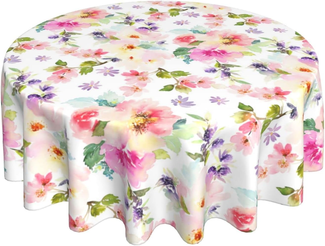 Beautiful Watercolor Flowers Round Tablecloth 60 Inch Spring Summer ...