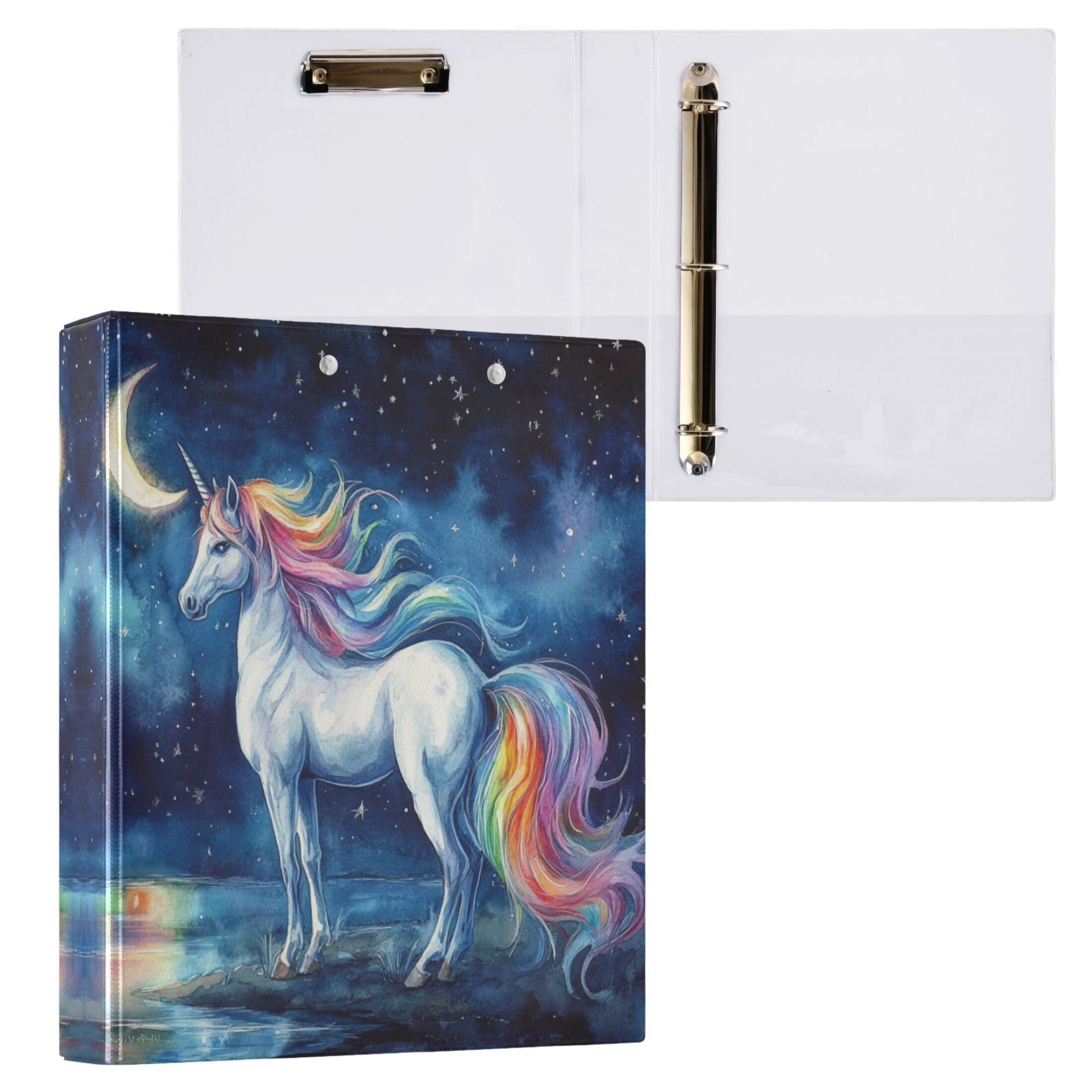 Beautiful Watercolor Unicorn 3 Ring Hardcover Binders 1.5in Round Rings ...