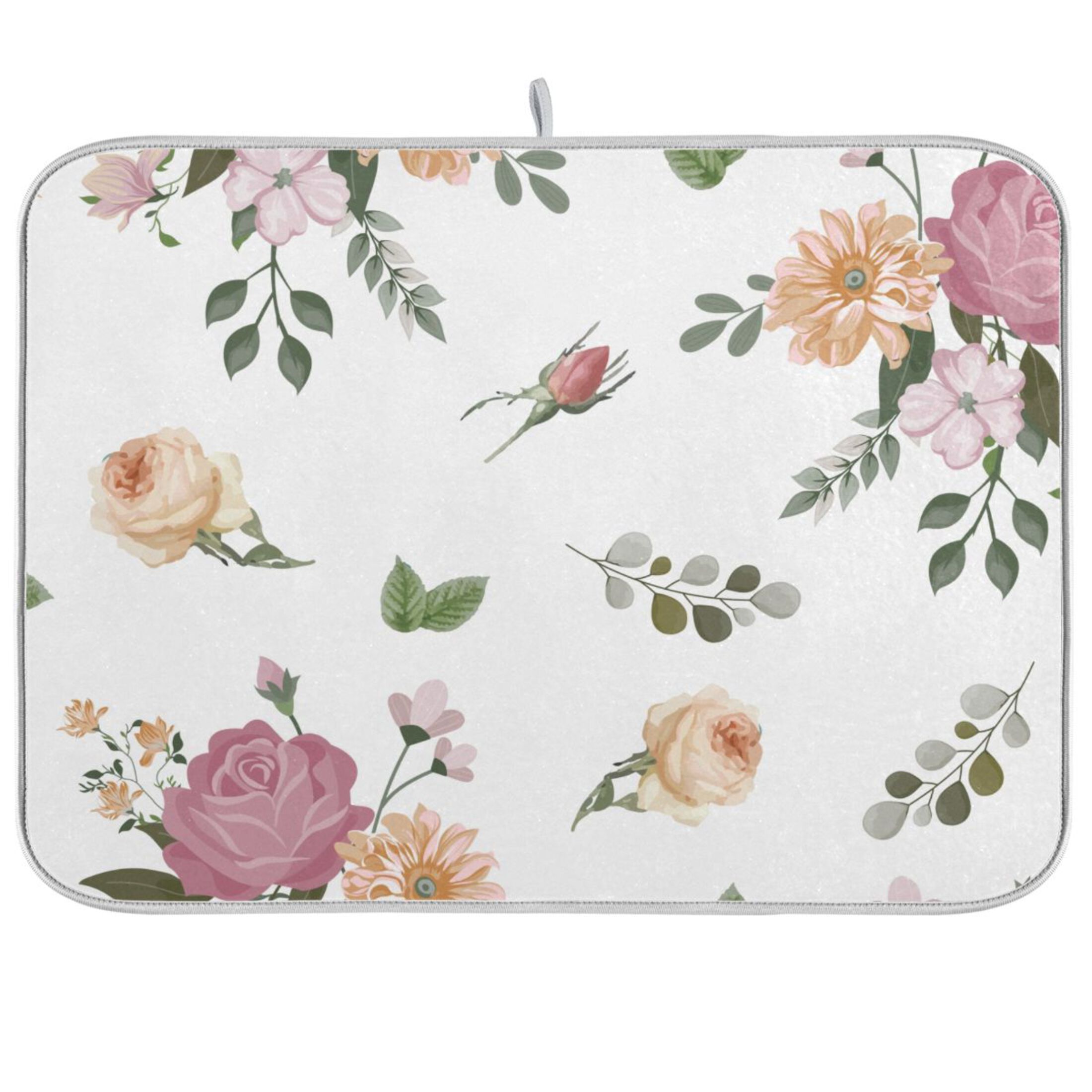 Beautiful Watercolour Flower Dish Drying Mat Microfiber Kitchen Mats ...