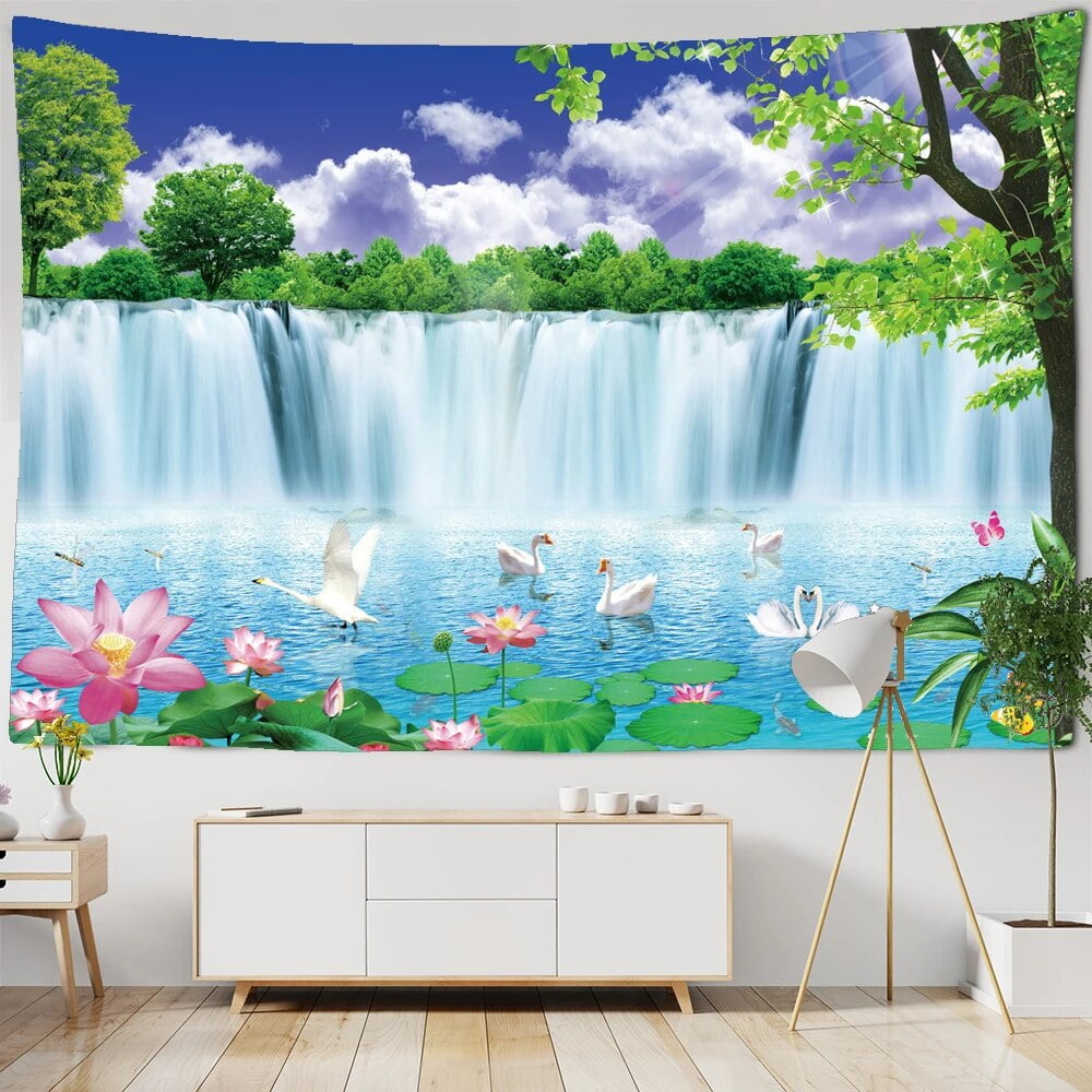 Beautiful Waterfall Forest Home Art Printed Large tapestry Wall Hanging ...