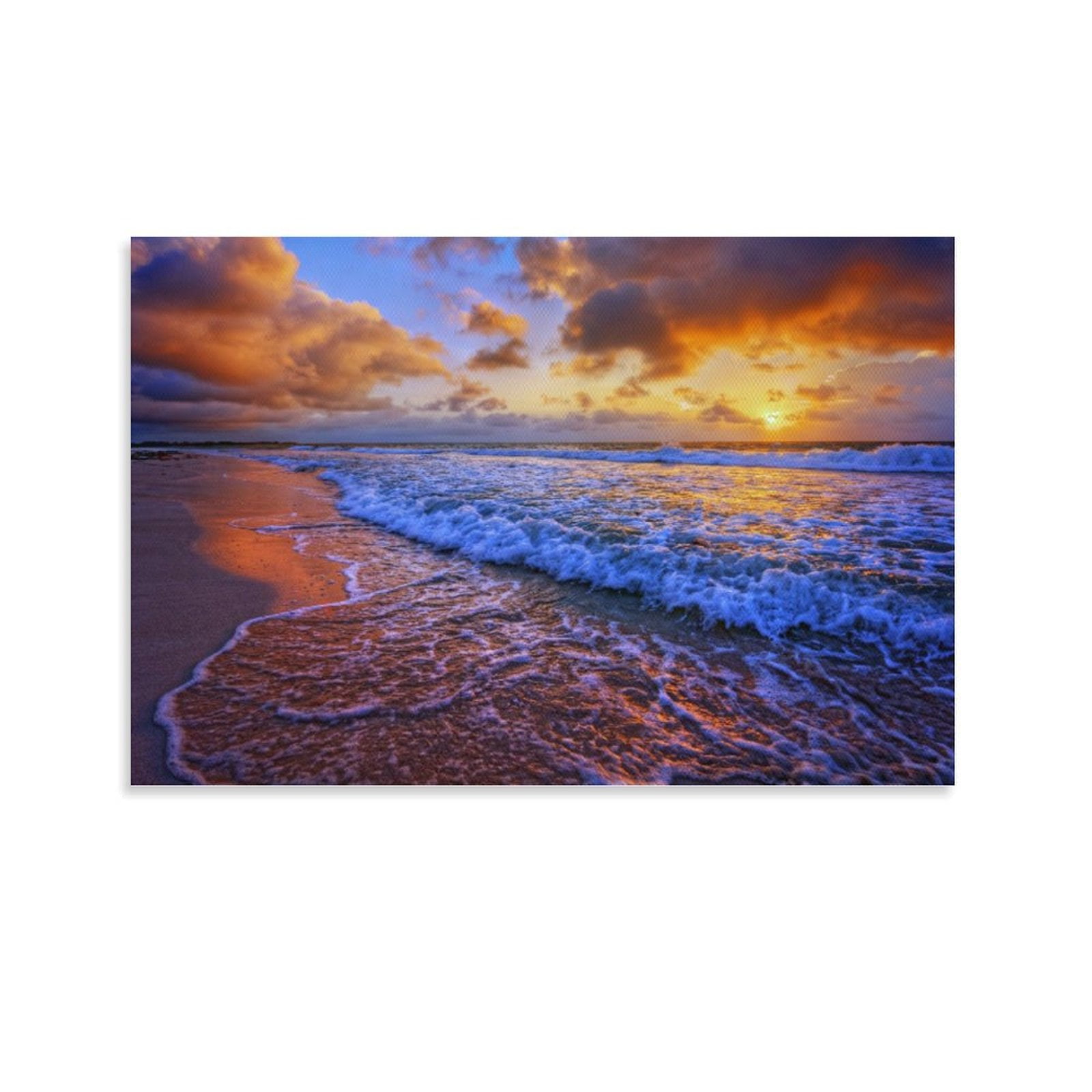 Beautiful Waves Under Cloudy Sky Seashore Poster Decorative Painting ...
