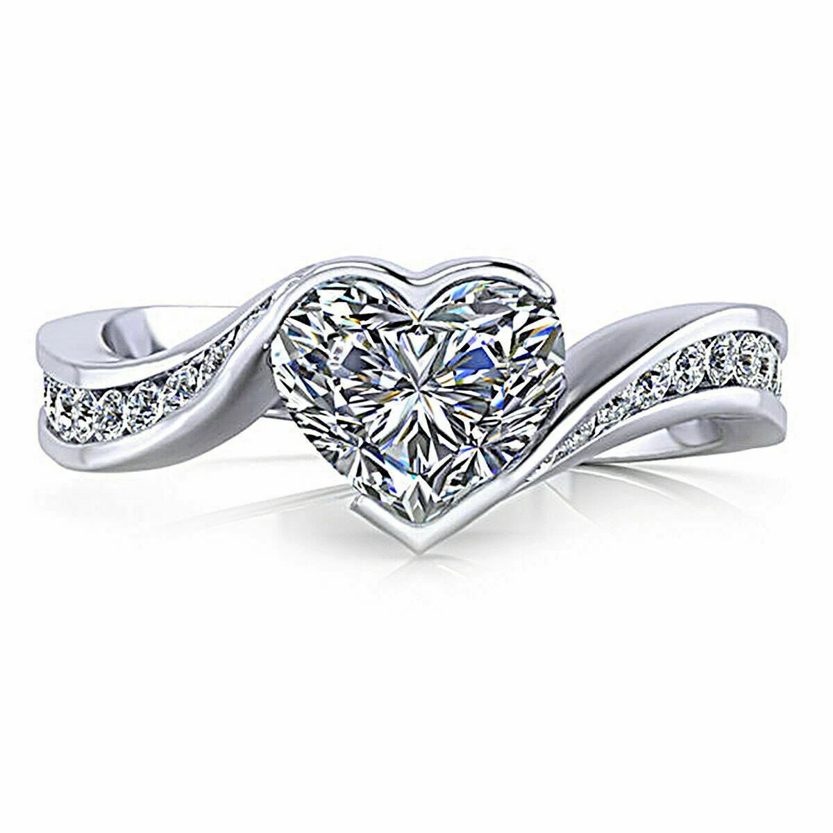 Beautiful Wedding Ring, Bypass Engagement Ring, 1.3 Ct Heart Cut ...