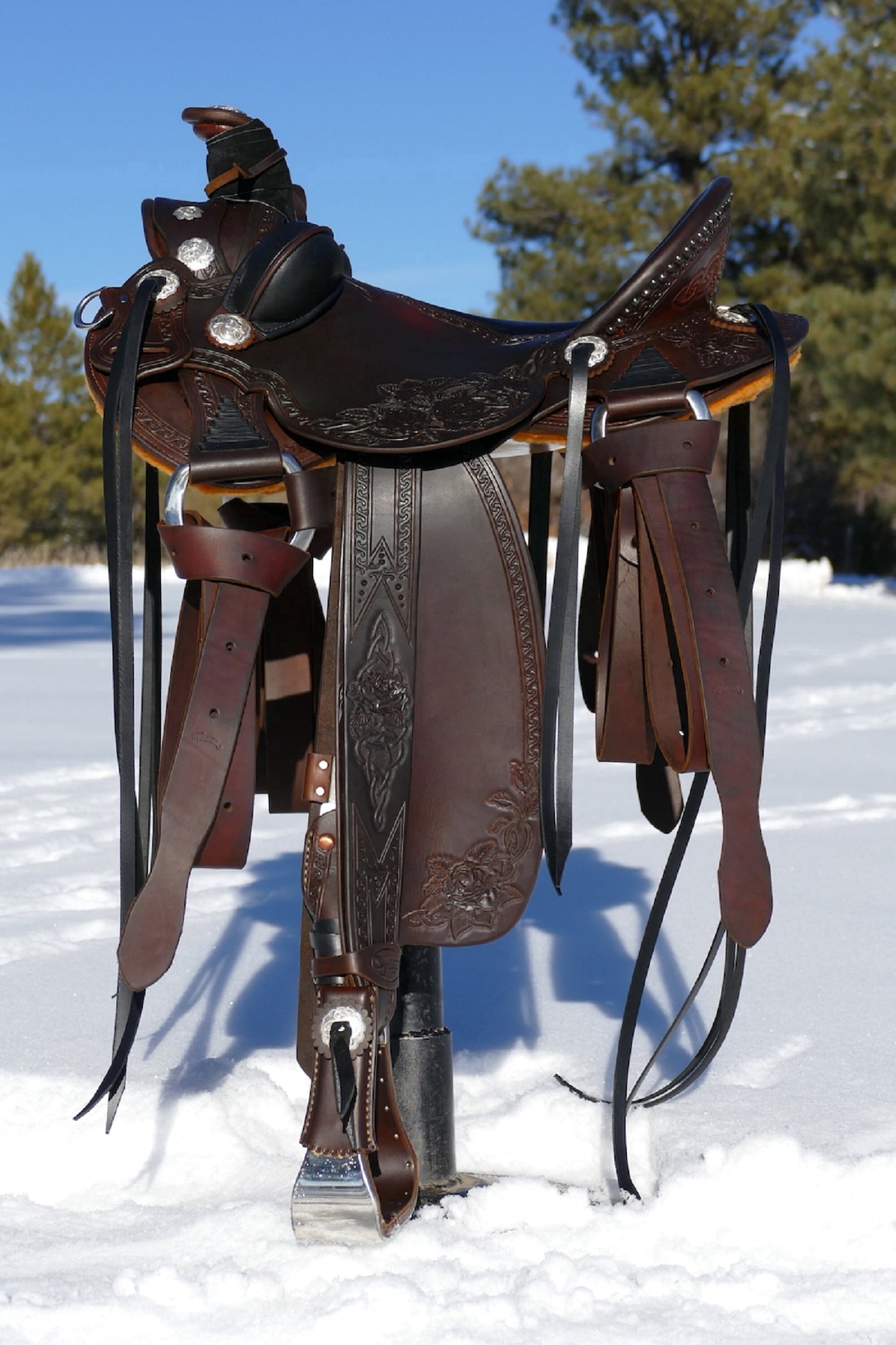 Beautiful Western Leather Roping Tooled Leather Saddle Horse Saddle ...