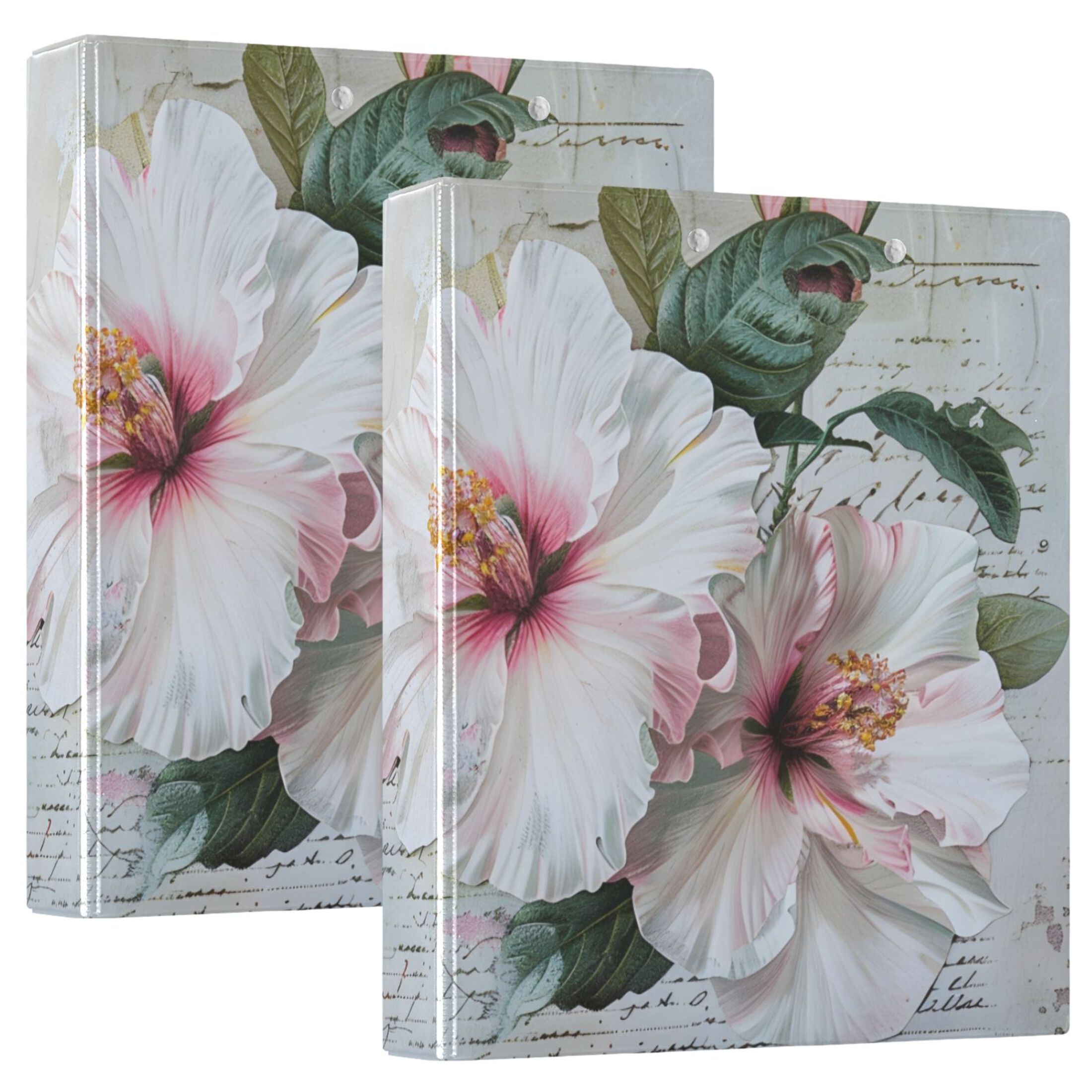 Beautiful White Flowers 3 Ring Binders 1.5 inch Hardcover File Folders ...