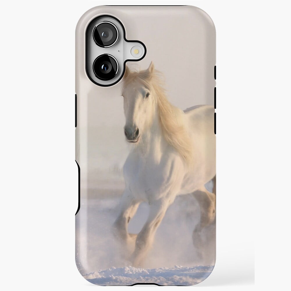 Beautiful White Wild Horse Graphic Phone Case 17 16 15 14 13 12 11 Pro ...