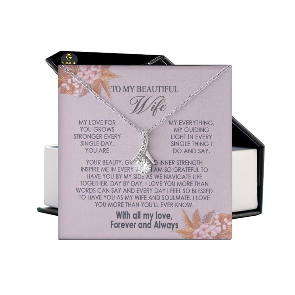 To My Beautiful Wife Necklace Sentimental Wife Valentines Day To My ...