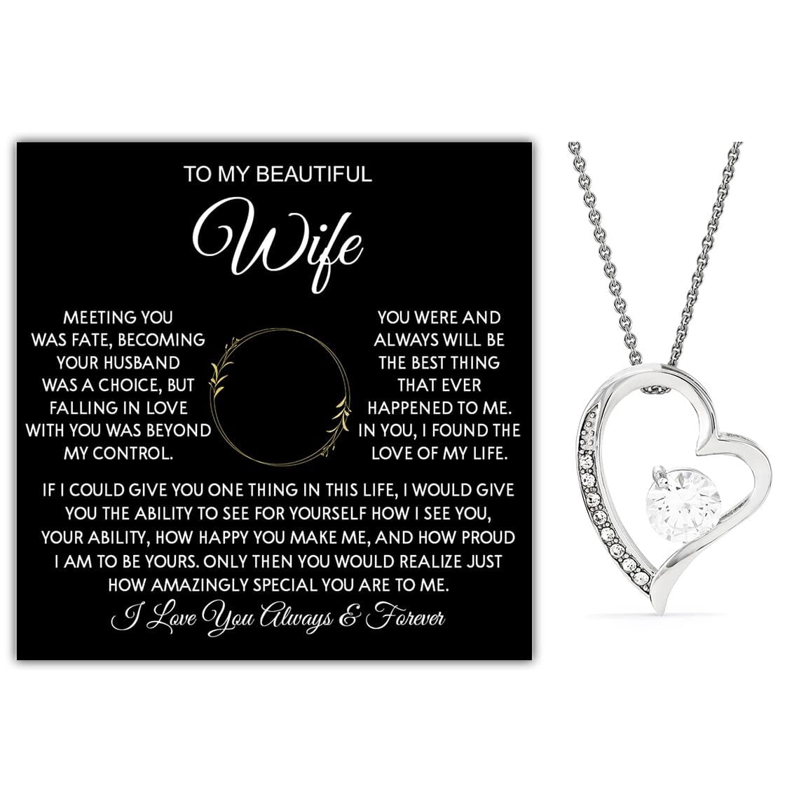 To My Beautiful Wife Necklace, Wife Jewelry From Husband, Birthday Her ...