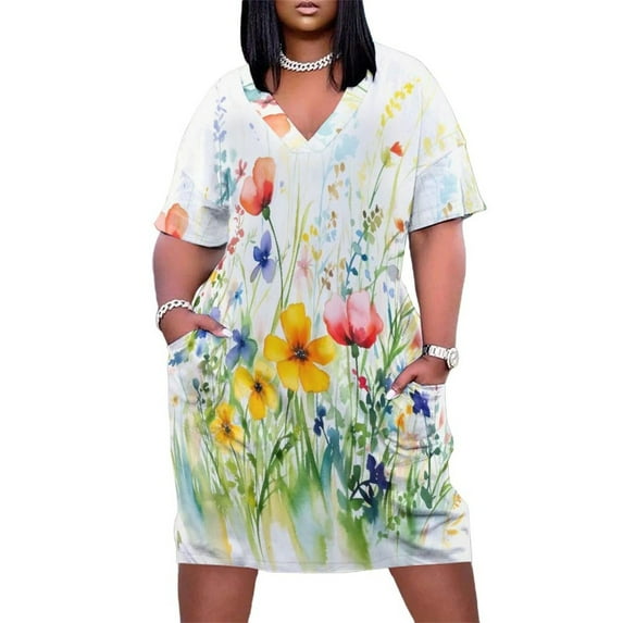 Beautiful Wildflowers Floral Colorful Loose Pocket Dress Dresses Summer ...