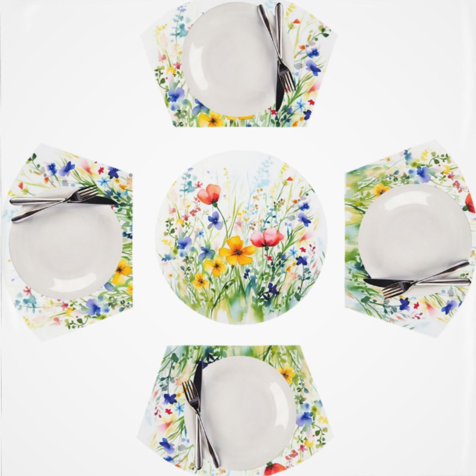 Beautiful Wildflowers Floral Colorful Round Table Placemats Set Of 5 ...