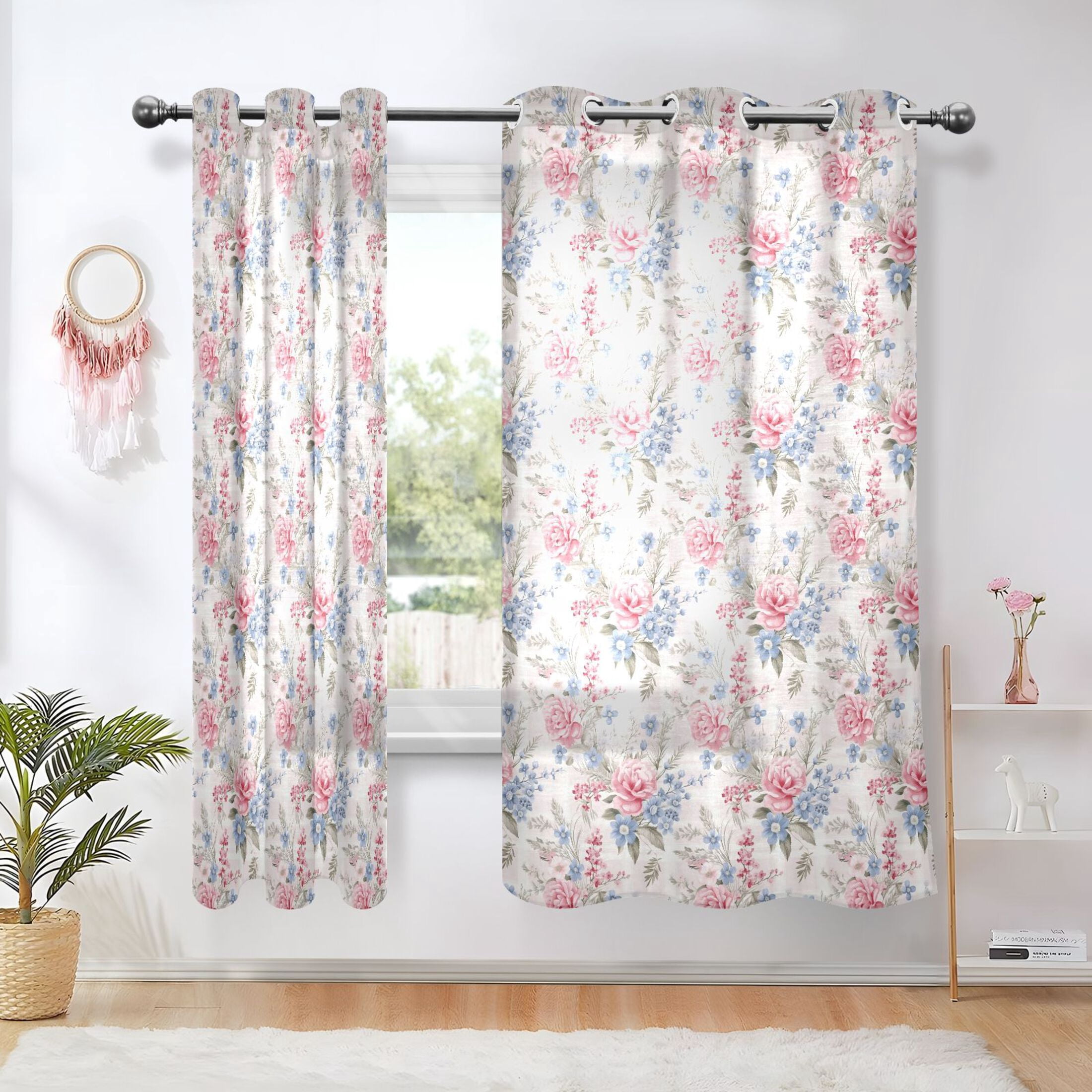 Beautiful Wildflowers Sheer Curtains 2 Panels Set Grommet Drapes for ...