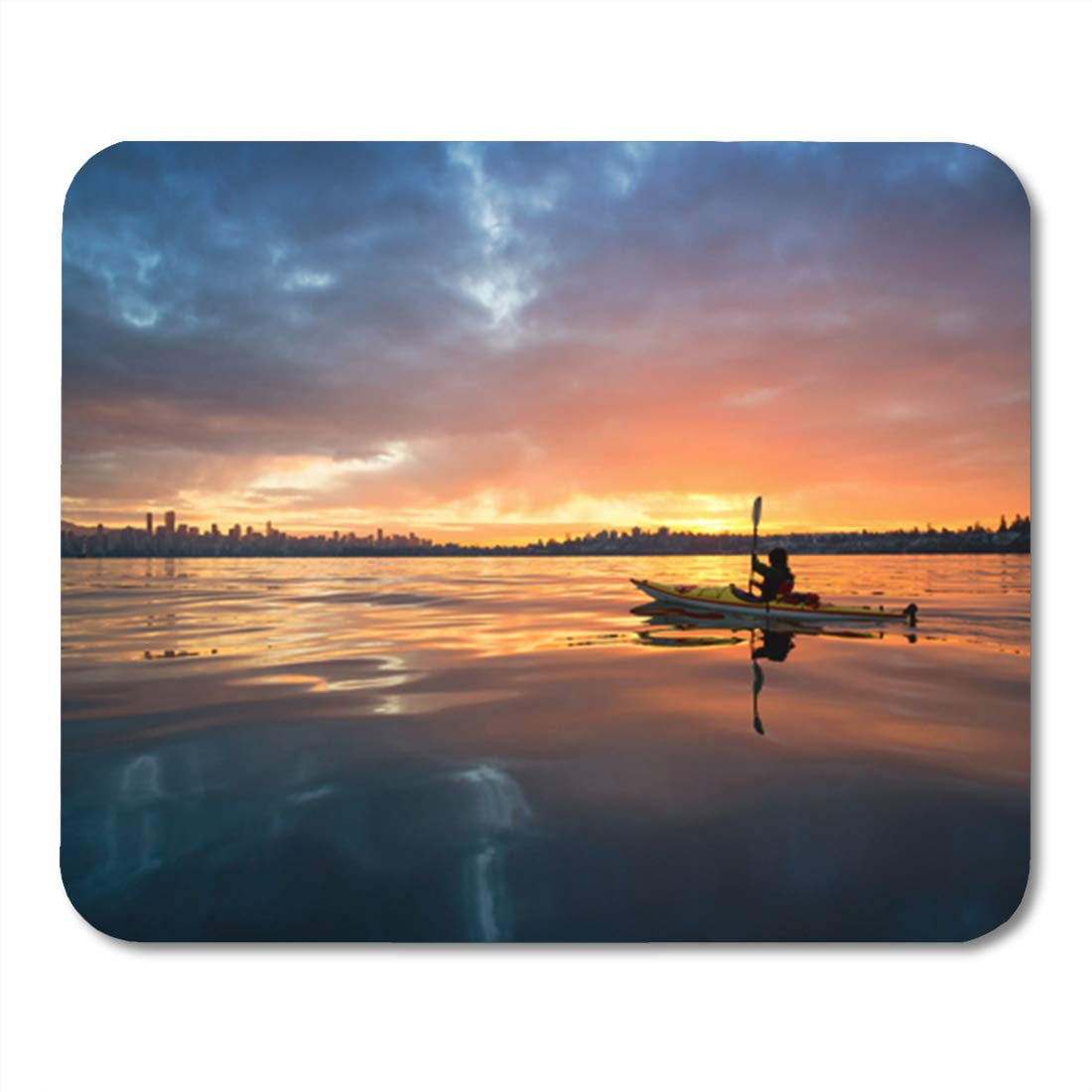 Beautiful Winter Sunrise Water Man Ocean Kayak Going Towards Mousepad ...