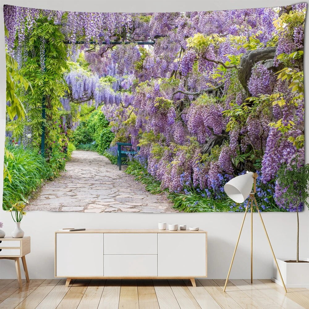 Beautiful Wisteria Flower Scery Print Large Wall Tapestry Hippie Wall ...