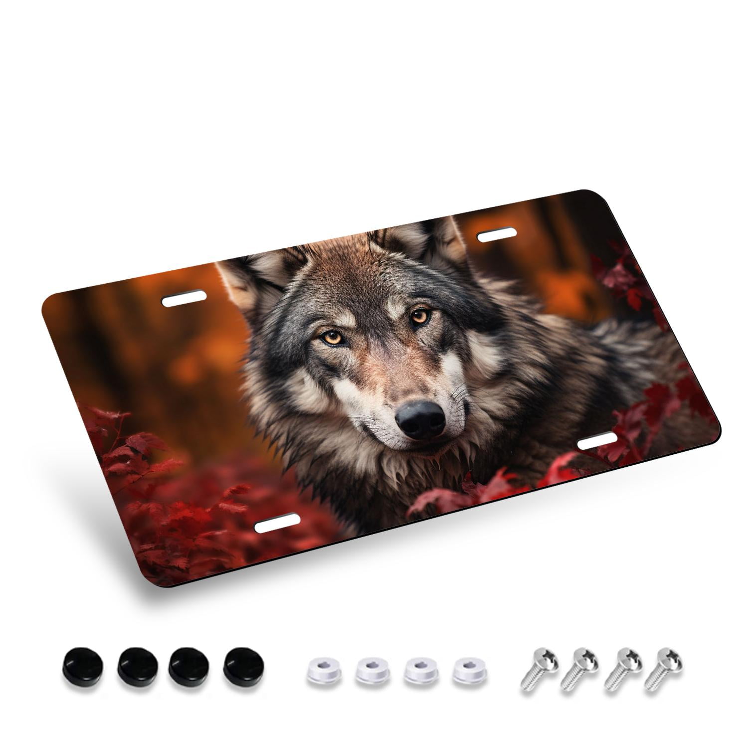 Beautiful Wolf Forest Painting Plate Cover, Decorative Aluminum Novelty ...