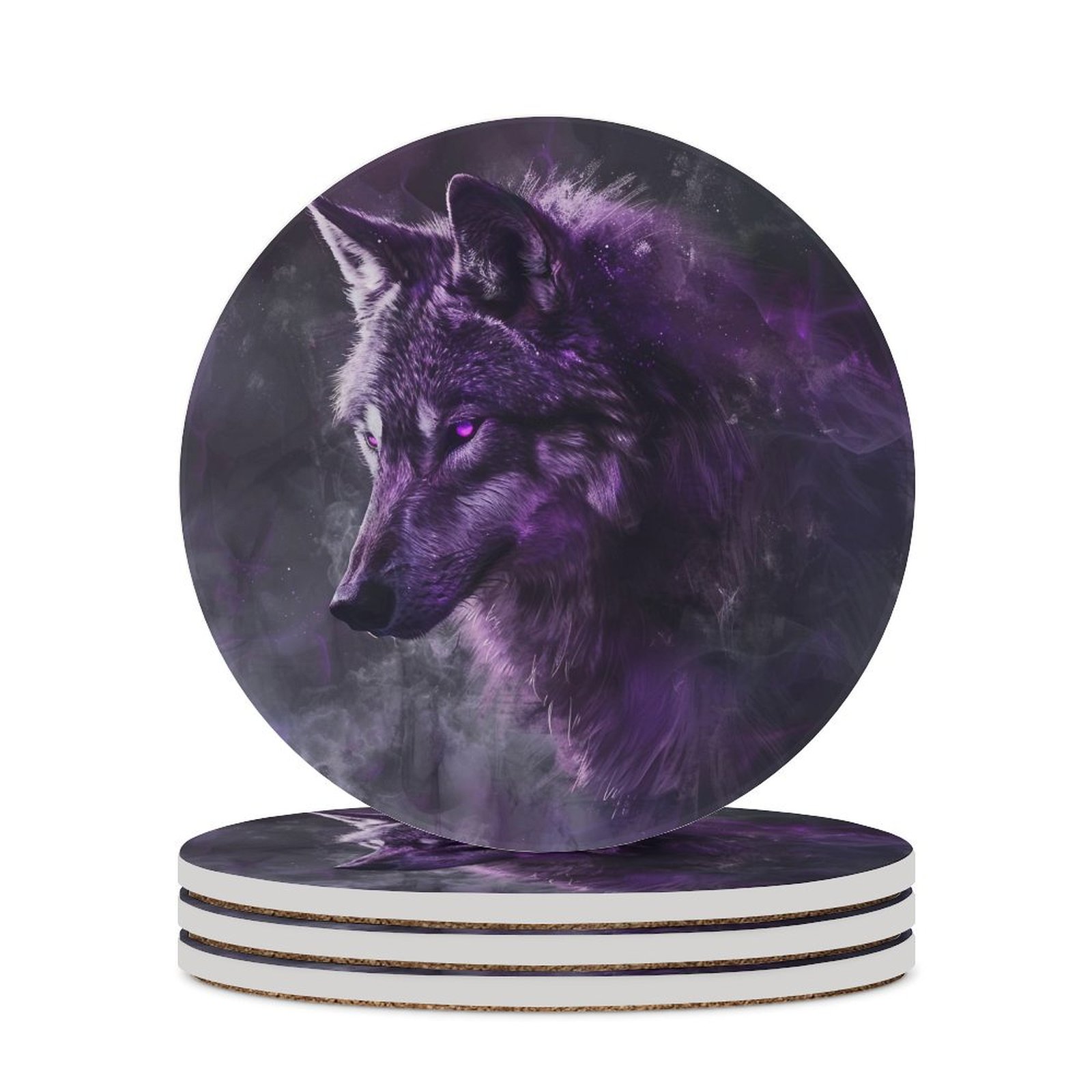 Beautiful Wolves Purple Ceramic Coasters Absorbent Coasters for Drinks ...
