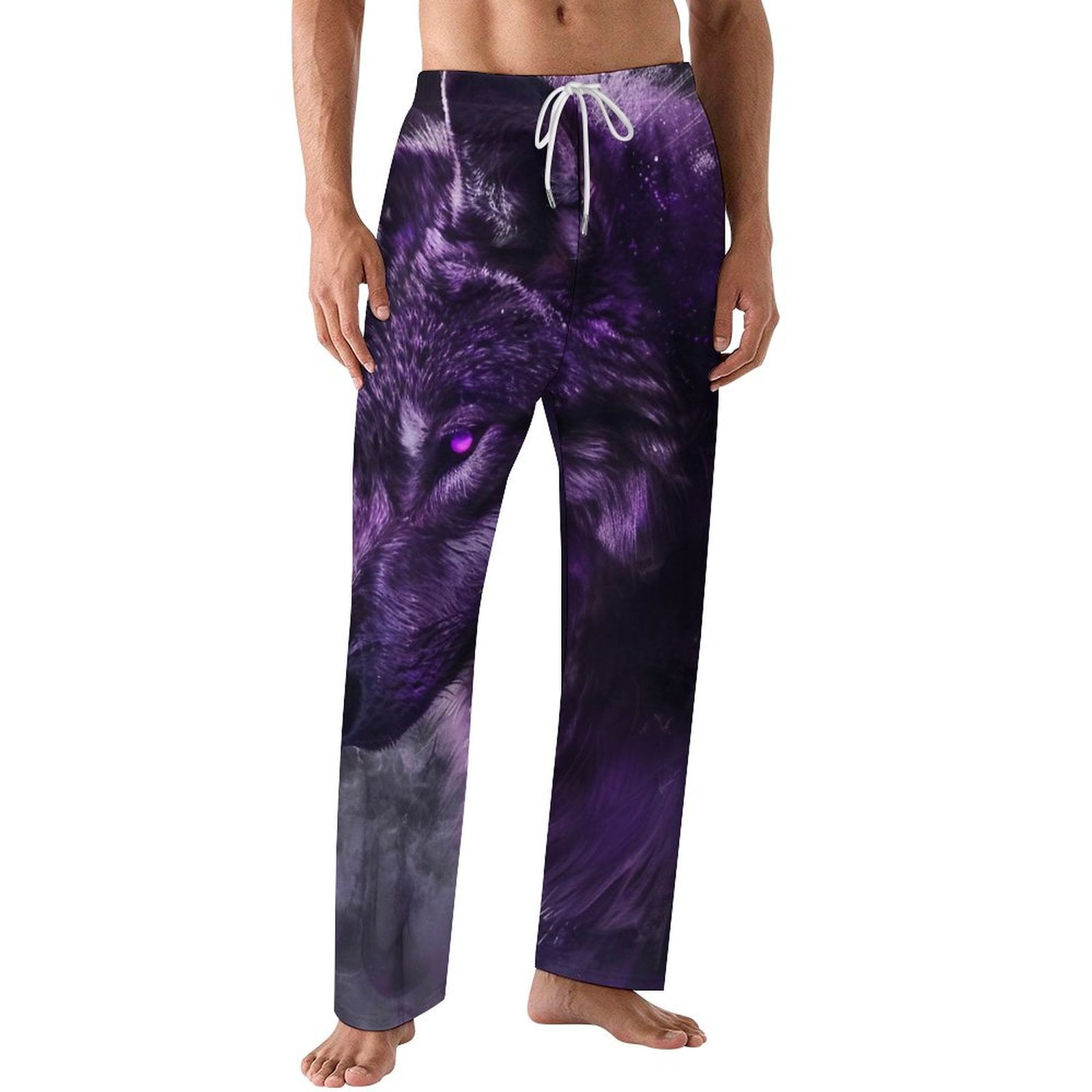 Beautiful Wolves Purple Mens Pajamas Pajama Pants Mens Sleepwear Lounge ...