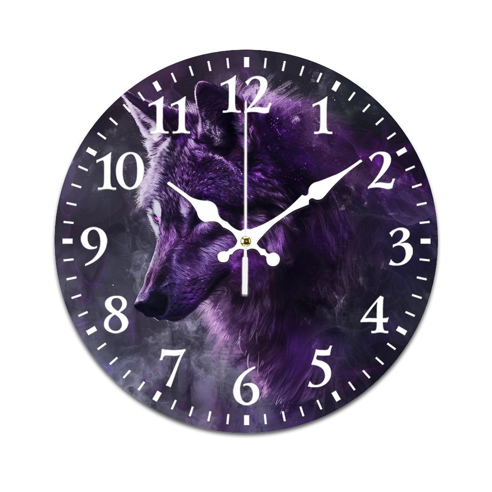 Beautiful Wolves Purple Wall Clock Modern Design Clocks Wall Hanging ...
