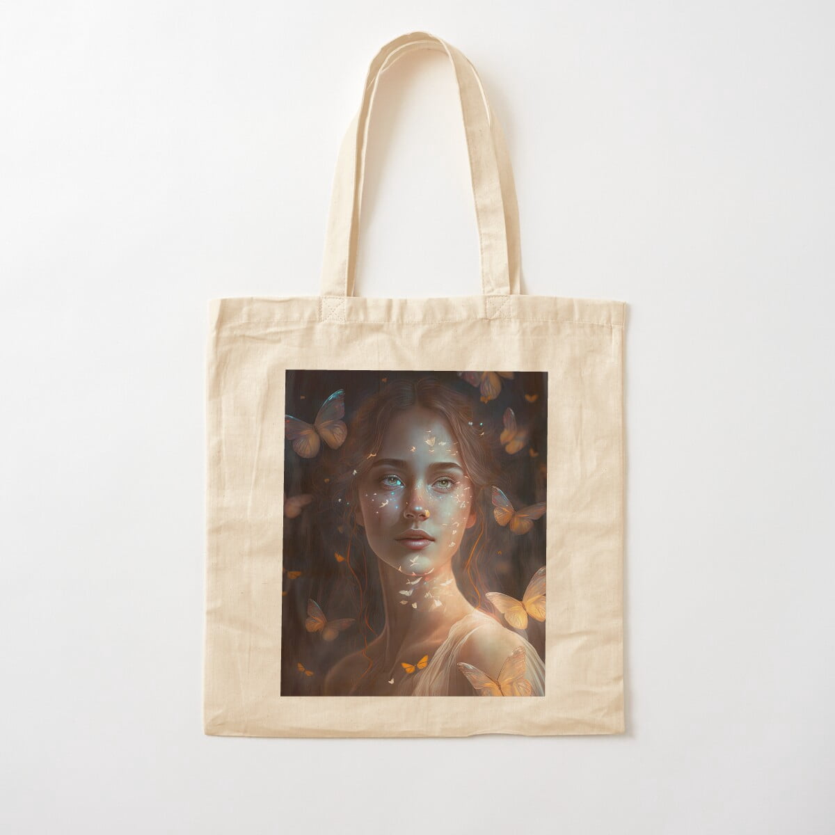 Beautiful Woman And Butterfly Cotton Tote Bag Canvas Tote Bag, Family ...