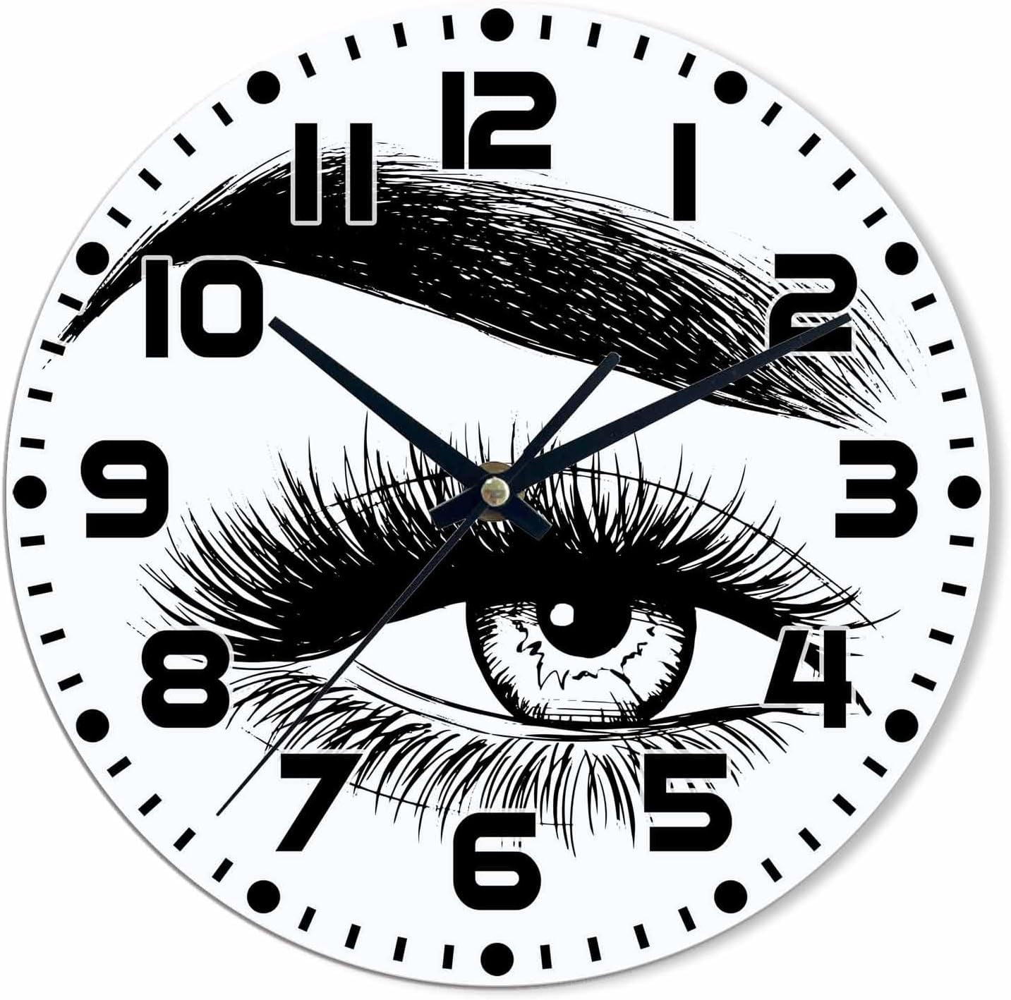 Beautiful Woman Eye Wall Clock 10 inch Round Silent Non Ticking Wood ...